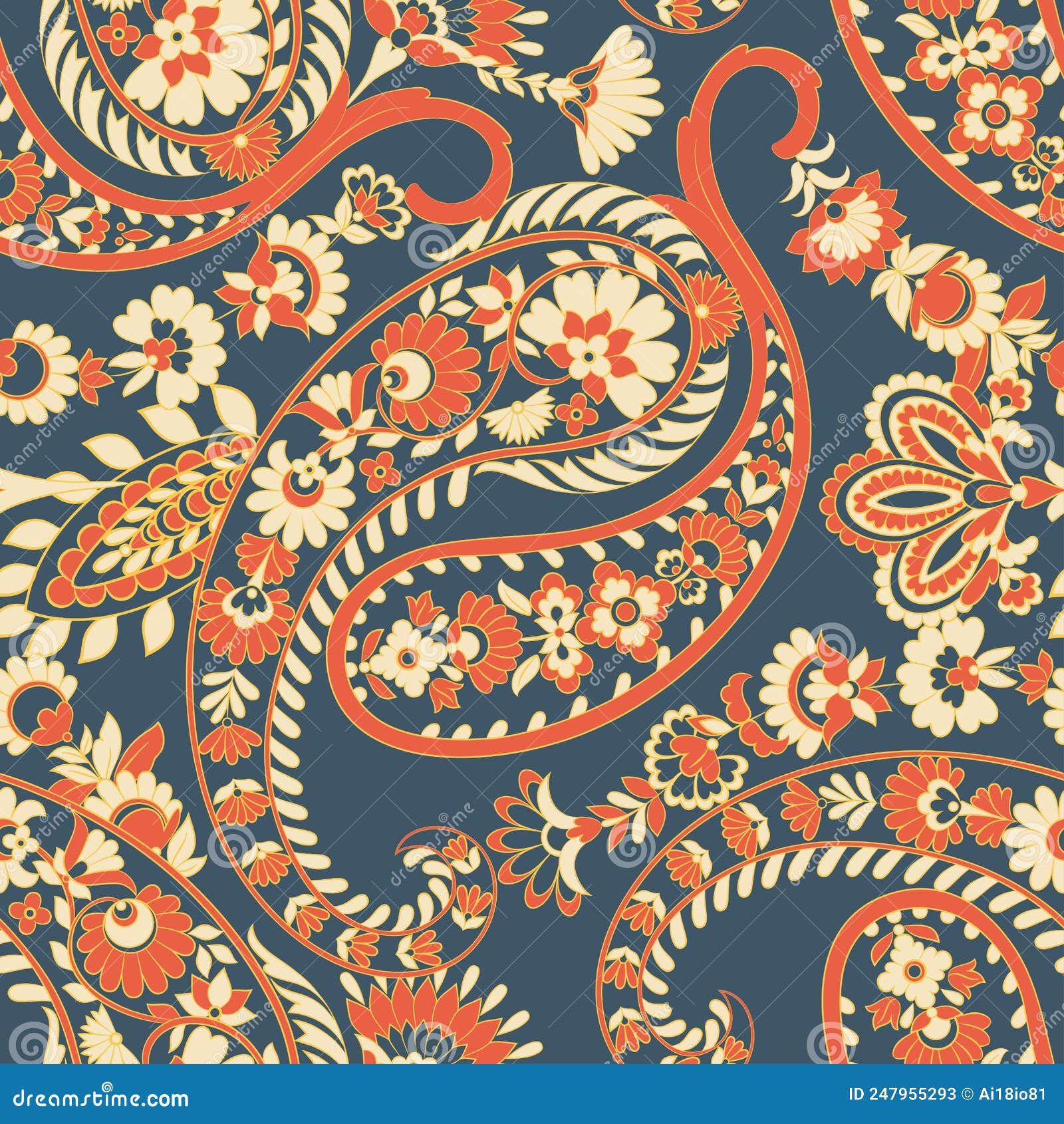 Seamless Paisley Pattern In Indian Style Floral Vector Illustration