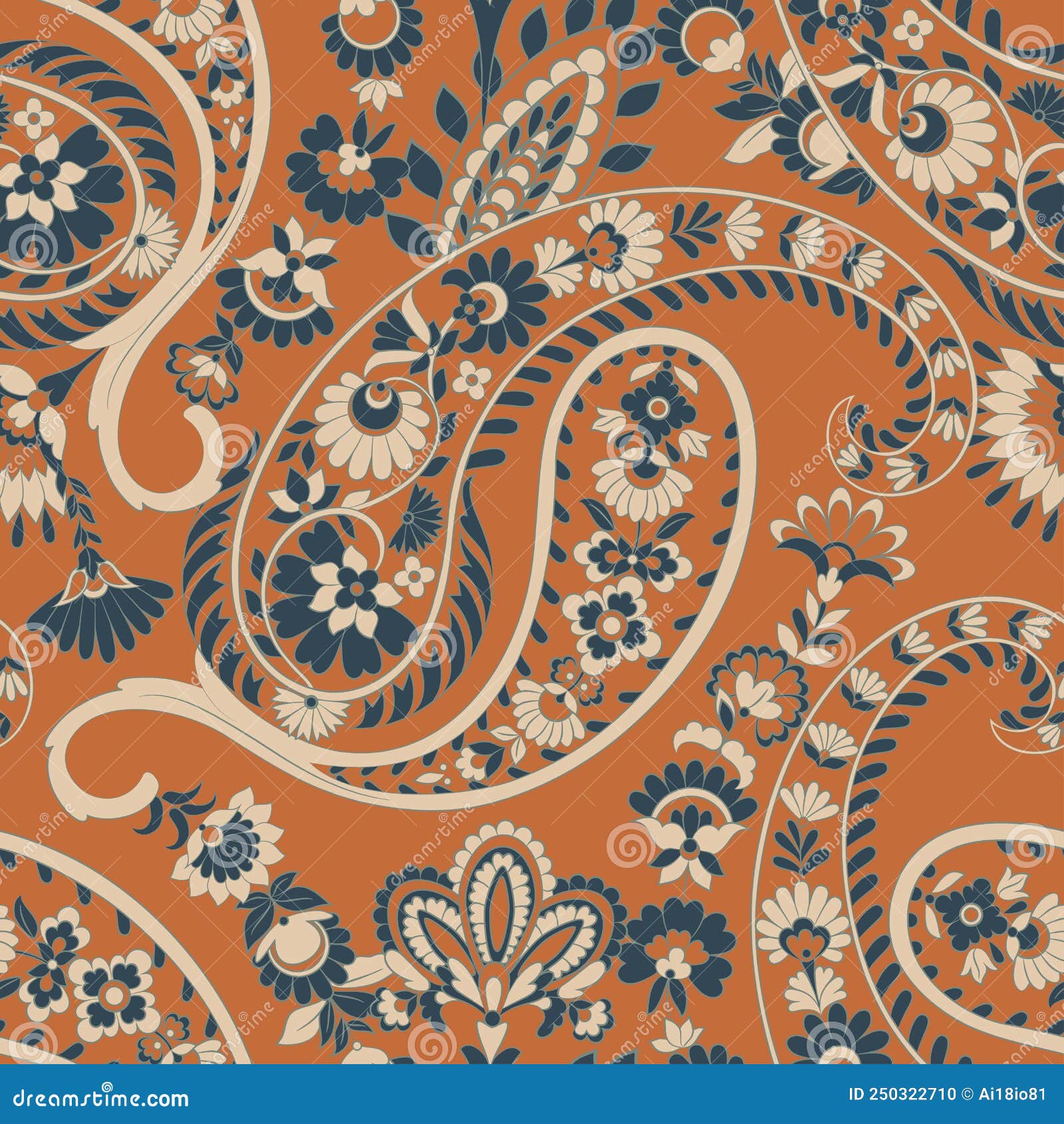 Seamless Paisley Pattern in Indian Style. Floral Vector Illustration ...