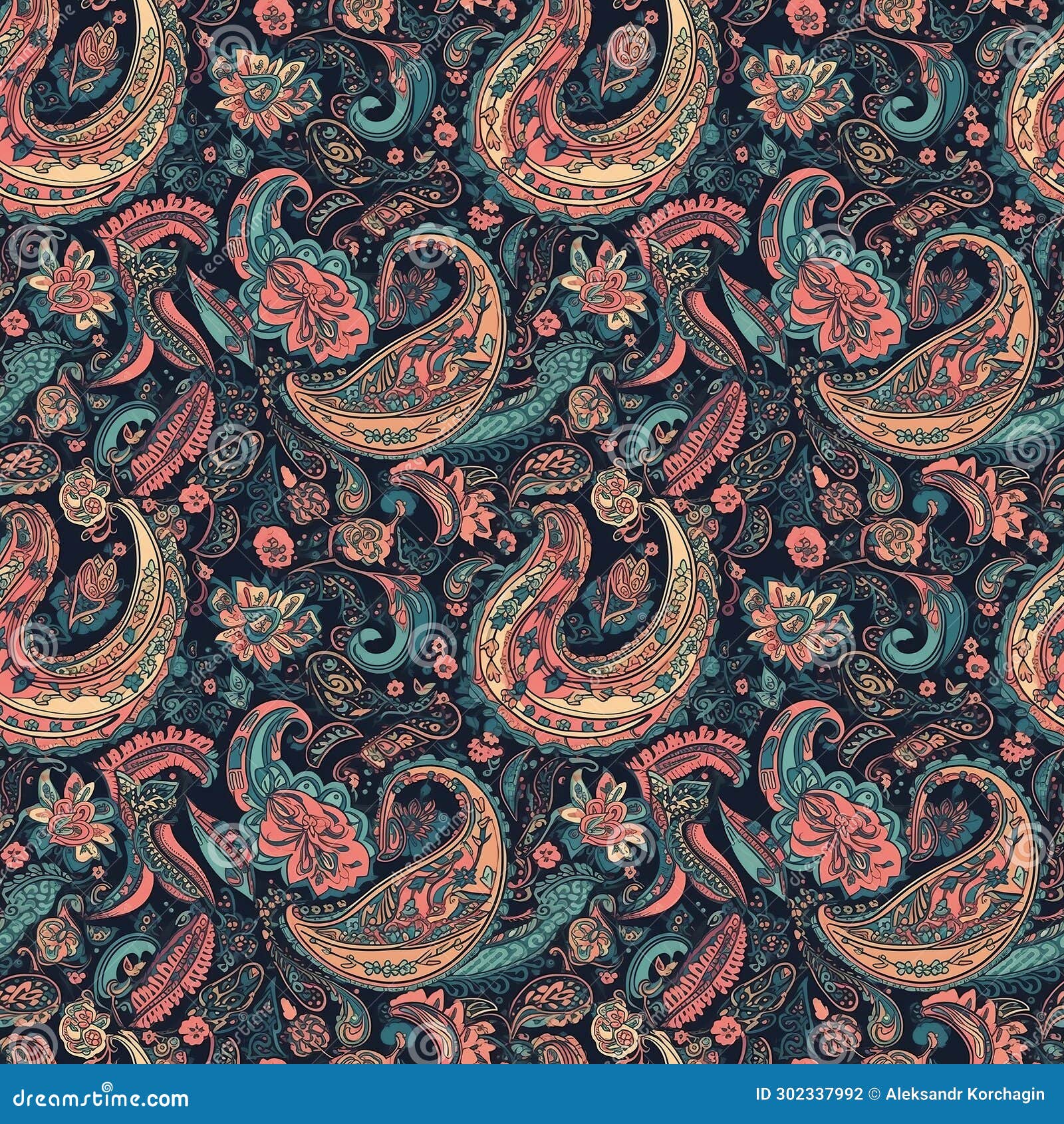 Seamless Paisley Pattern Is An Indian Traditional Oriental Ornament