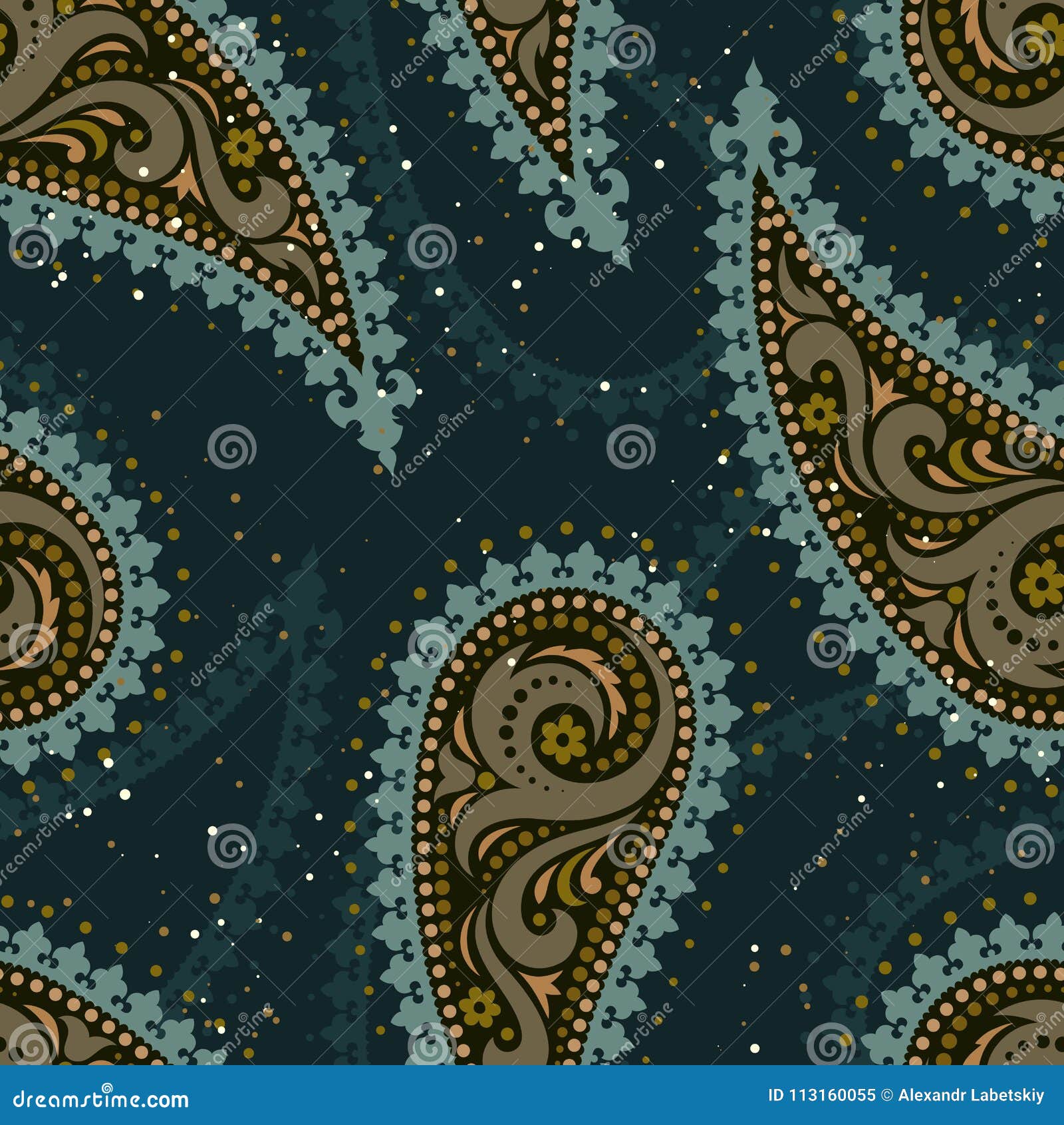 Seamless paisley pattern stock vector. Illustration of boho - 113160055