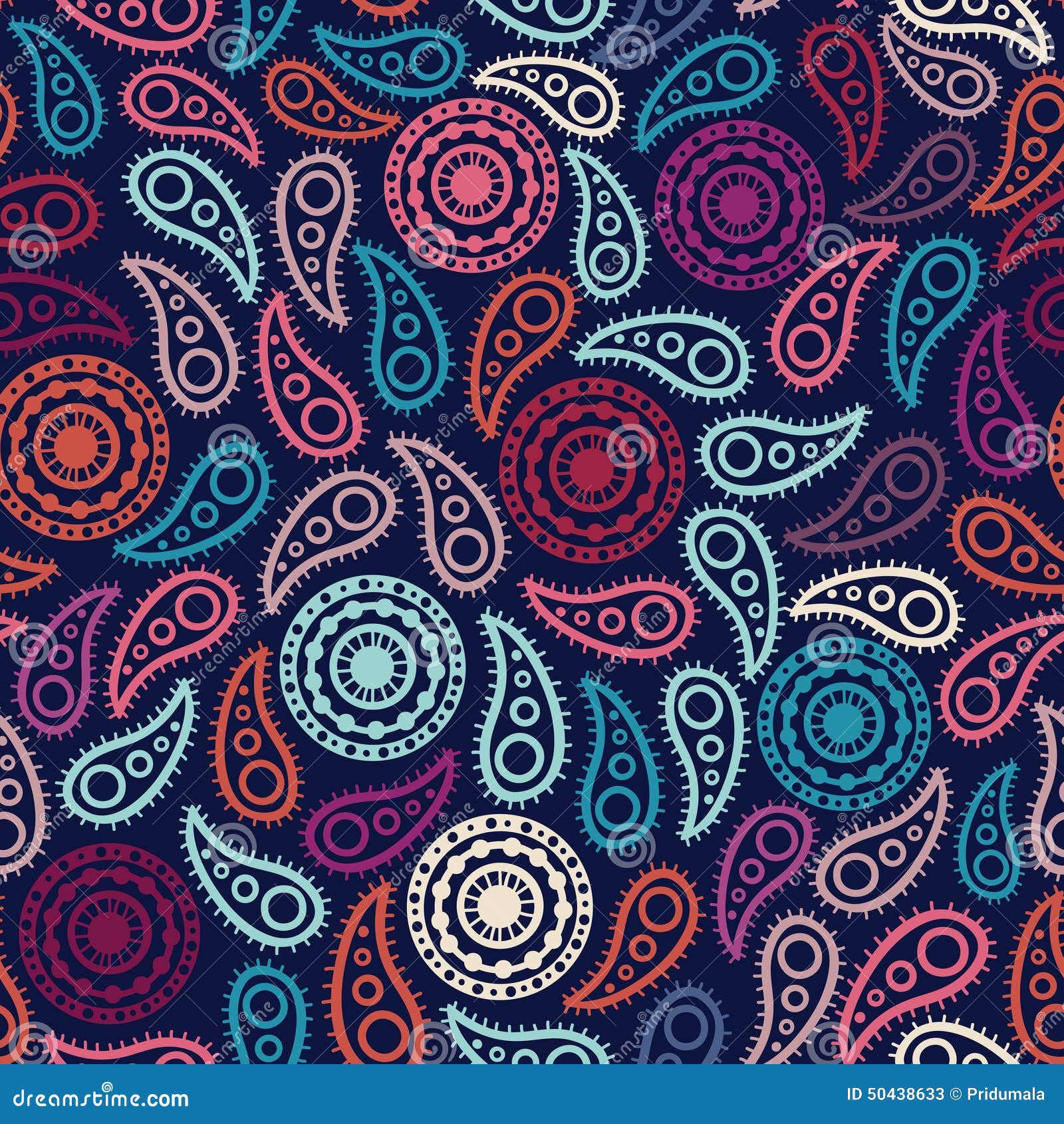 Seamless Paisley Texture Cartoon Vector | CartoonDealer.com #50438633