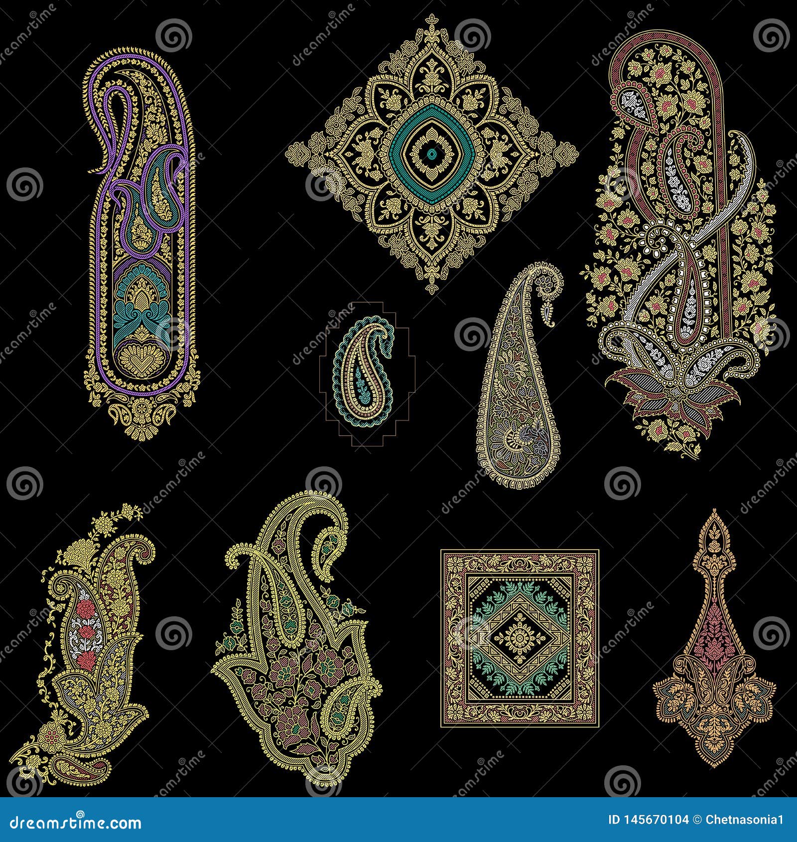 Seamless Paisley Traditional Motif Stock Illustration - Illustration of ...