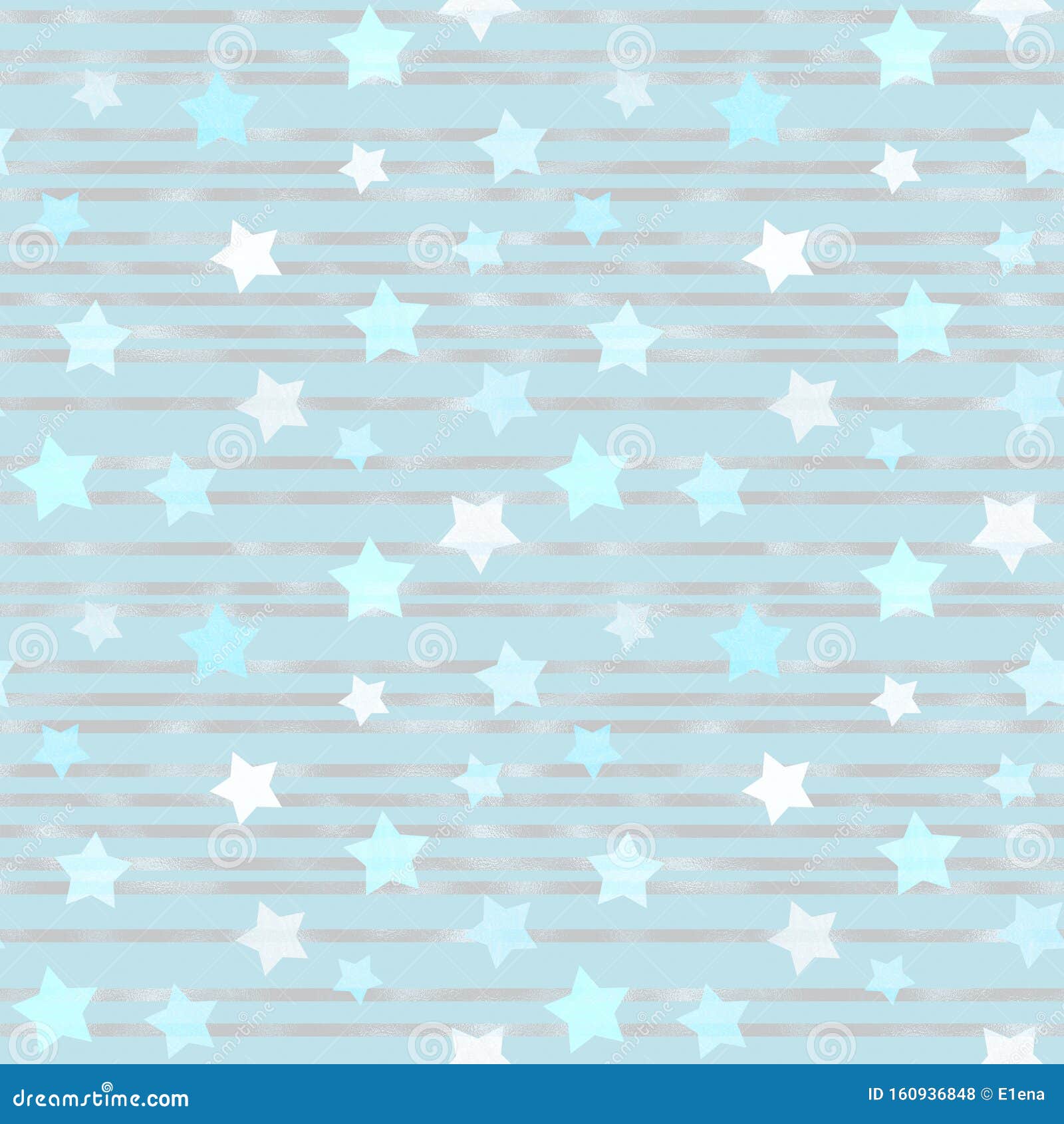 Seamless Pale Blue Pattern with Foil Stripes and Stars Stock ...