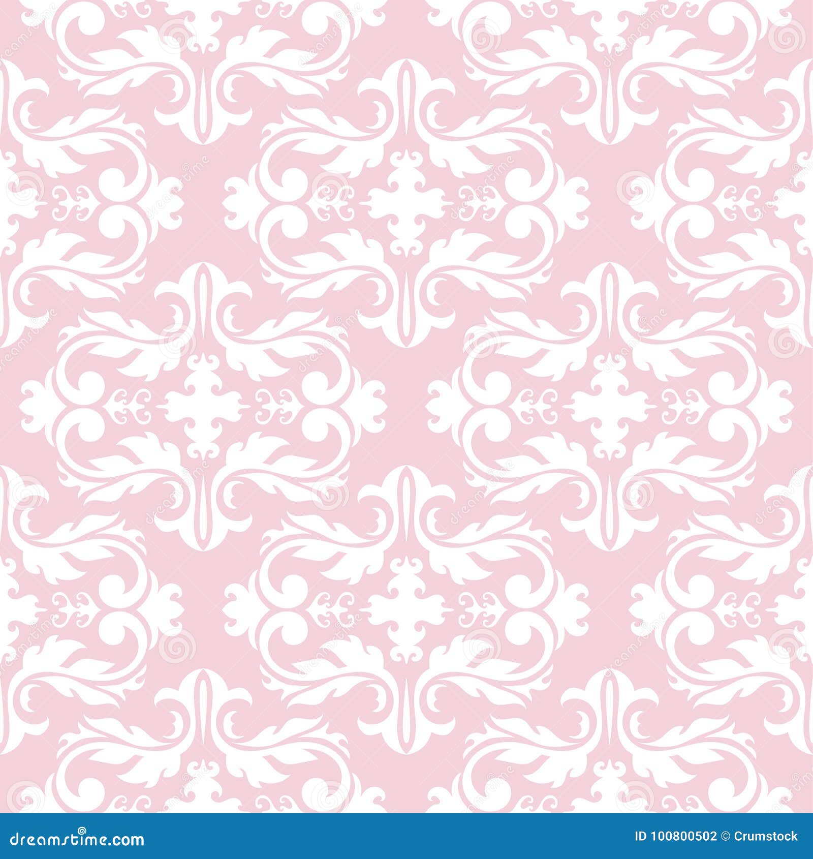 Seamless Pale Pink Pattern with White Wallpaper Ornaments Stock Vector ...