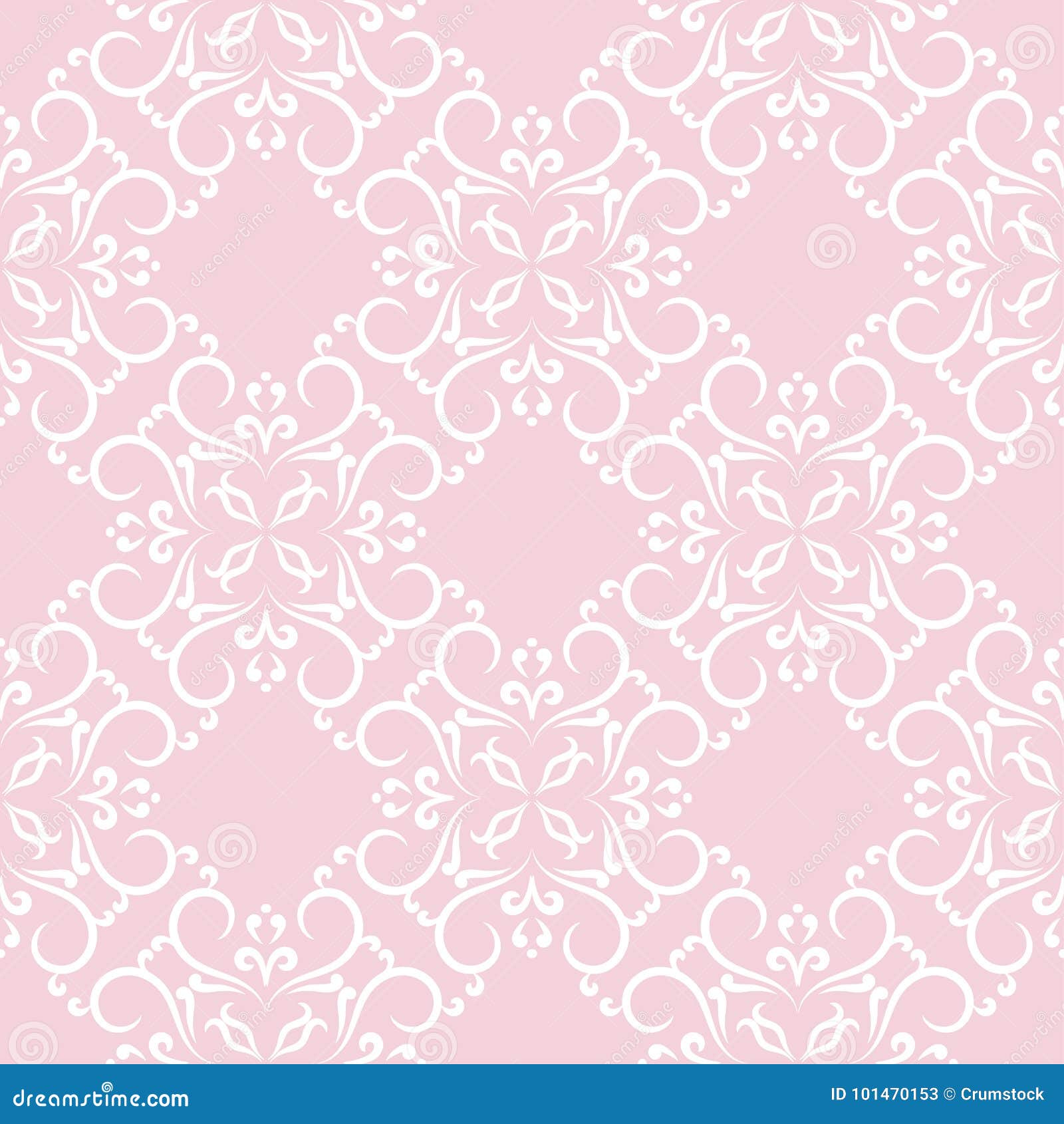 Seamless Pale Pink Pattern with White Wallpaper Ornaments Stock Vector ...