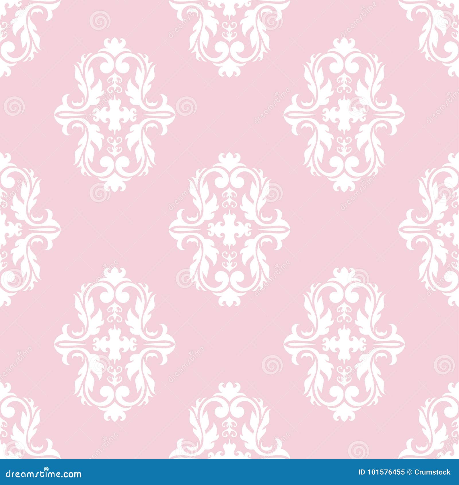 Seamless Pale Pink Pattern with White Wallpaper Ornaments Stock Vector ...