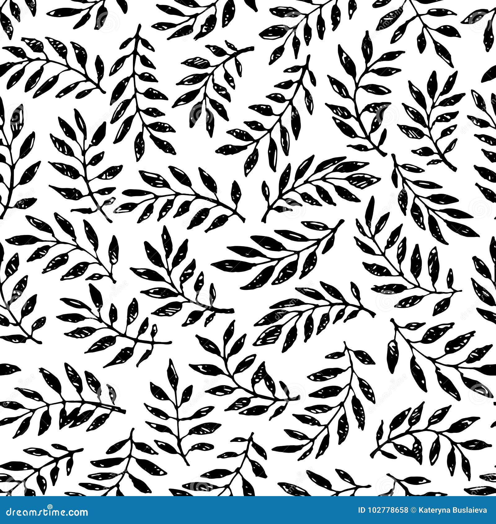 Seamless Palm Branch Pattern Hand Drawn Design. Stock Vector - Illustration of background ...
