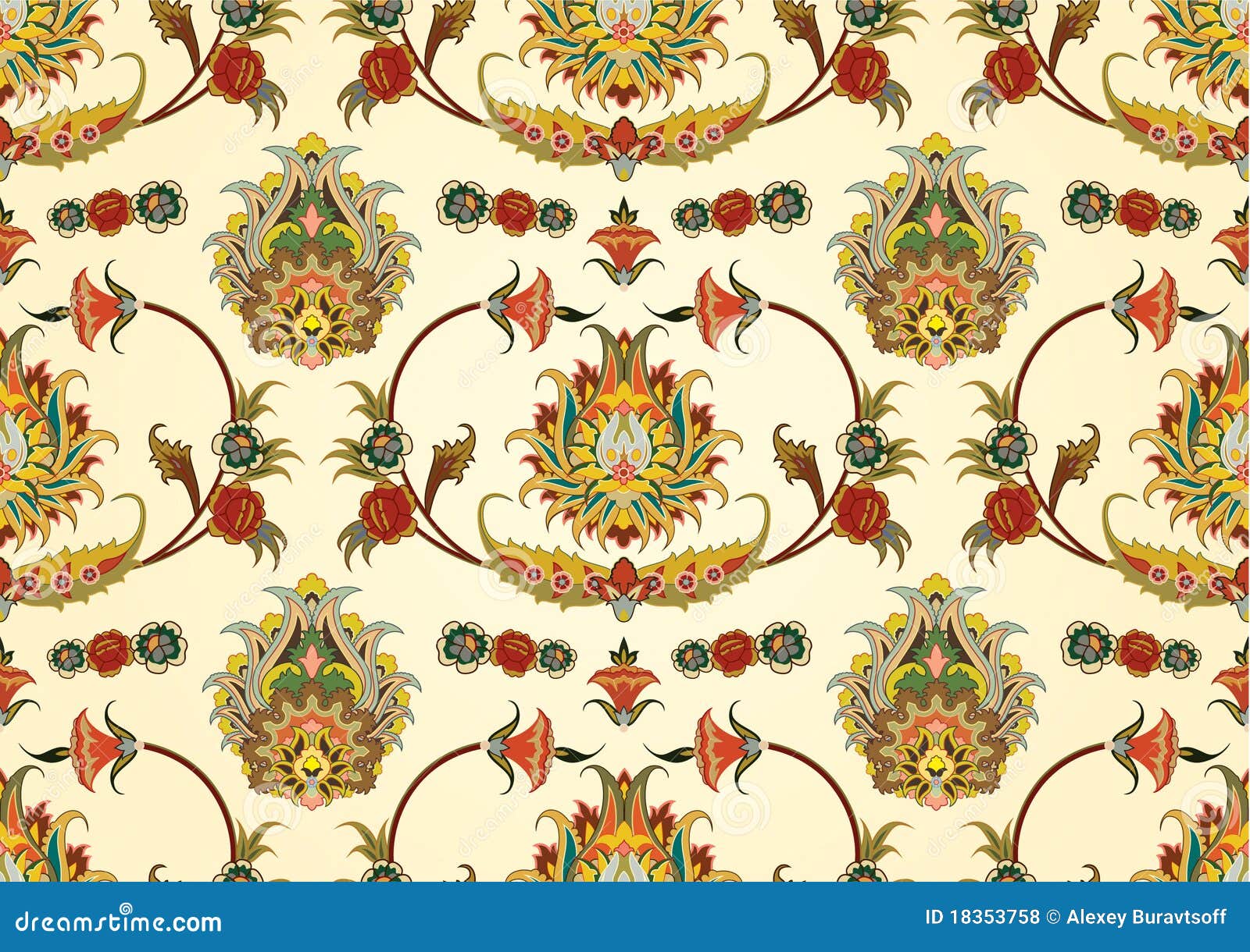 Palmette Seamless Pattern Design. Vintage Vegetable Ornament In The ...