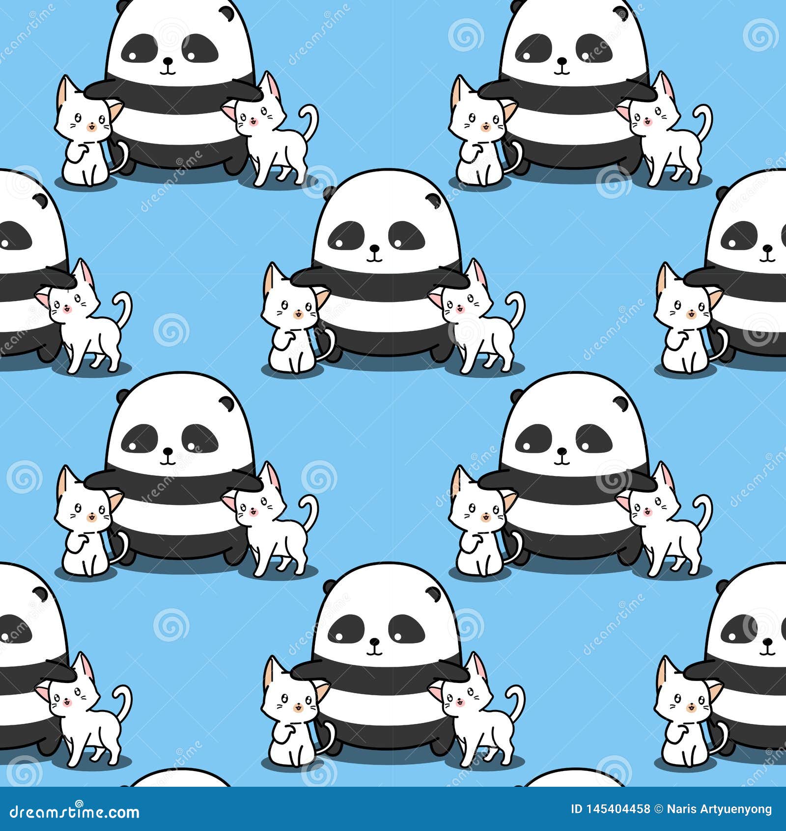 Panda And Cats With Tractor Cartoon Easily Coloring Page For Kids ...