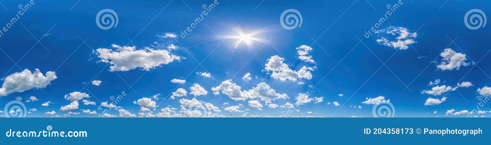 Seamless Panorama of Sky with Light Clouds in Spherical Equirectangular ...