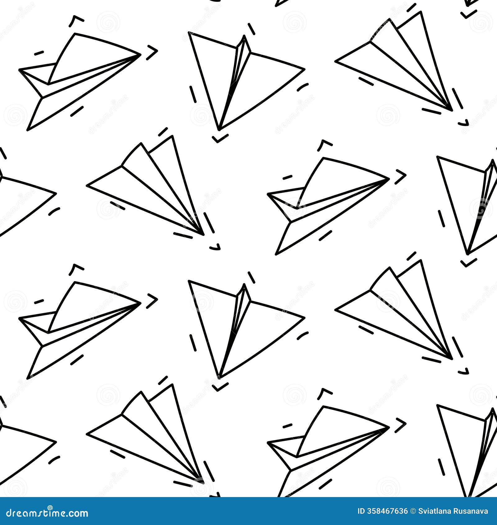 Seamless Paper Airplane Doodle Pattern. Background Illustration of a ...