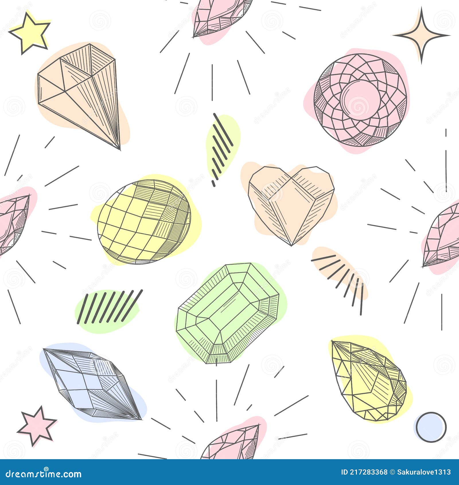 Seamless Pastel Diamonds Pattern. Background with Colorful Gemstones ...