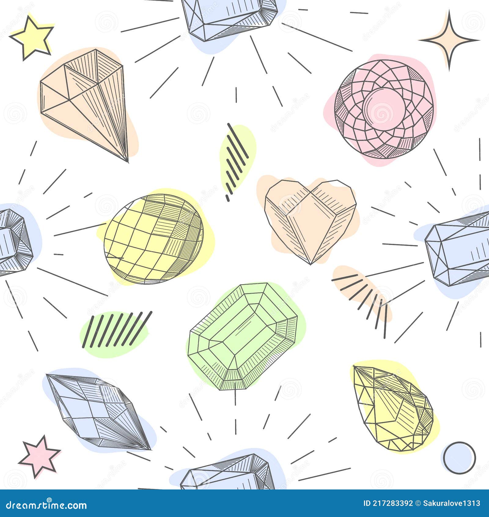Seamless Pastel Diamonds Pattern. Background with Colorful Gemstones ...