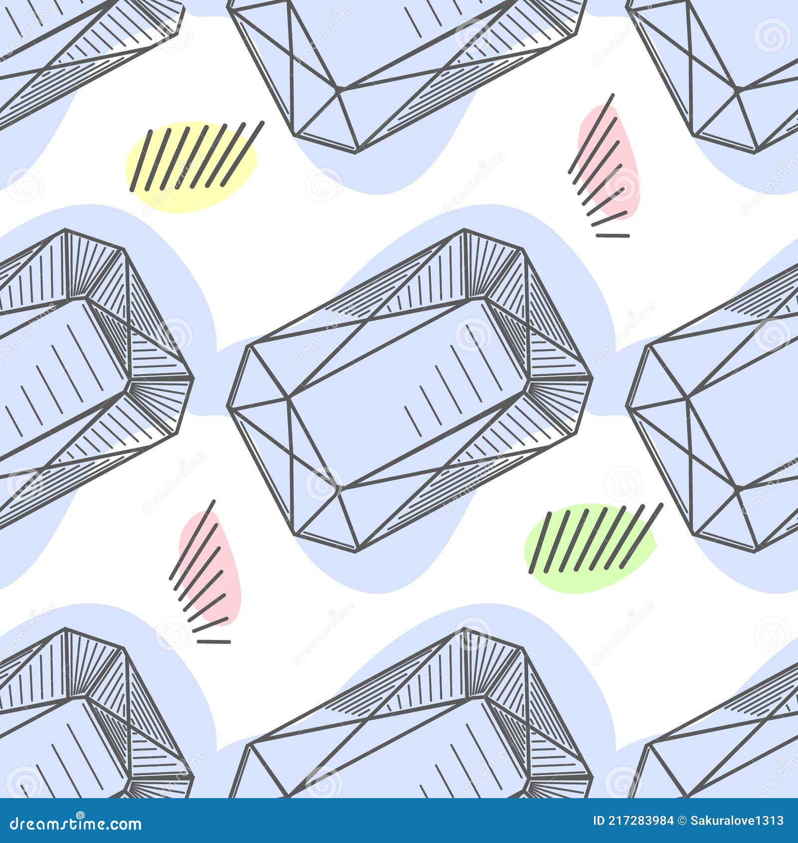 Seamless Pastel Diamonds Pattern. Background with Colorful Gemstones ...