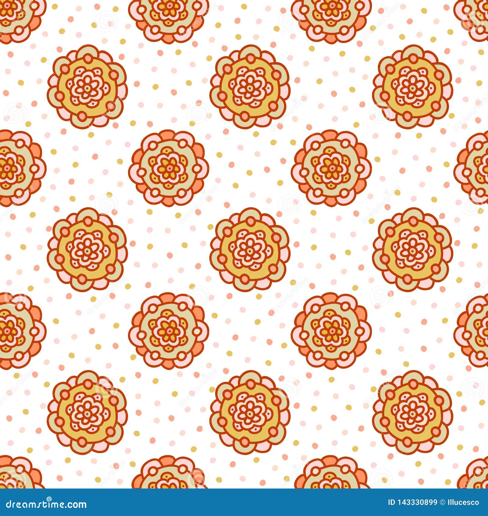 Cute Seamless Floral Pattern, Hand Drawn Stock Vector - Illustration of ...