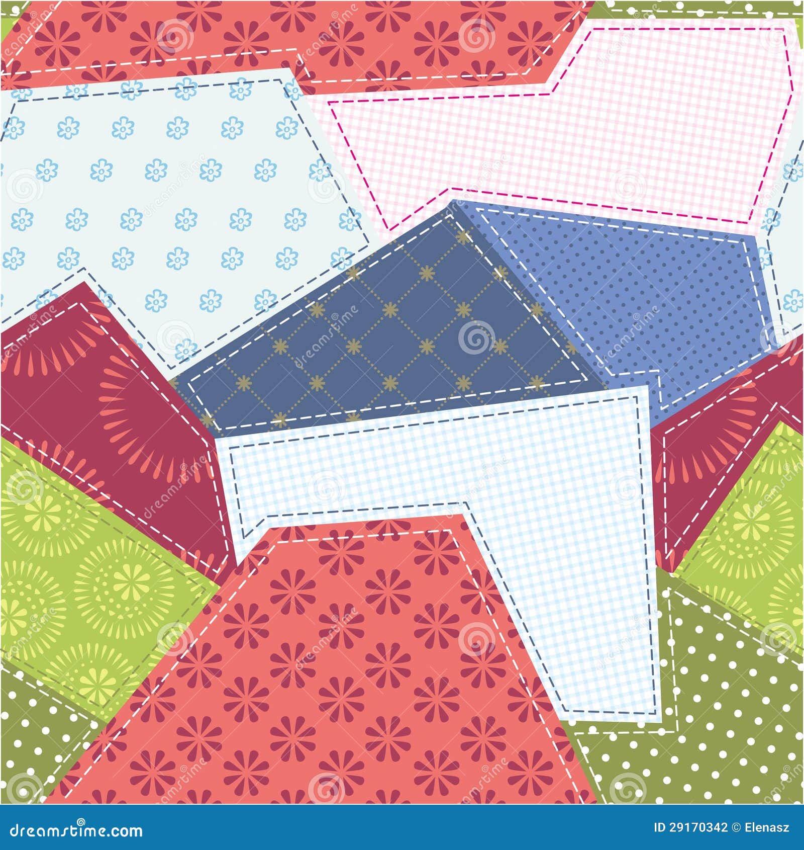 Patchwork Background With Cute Cartoon Characters For Children. Stock ...