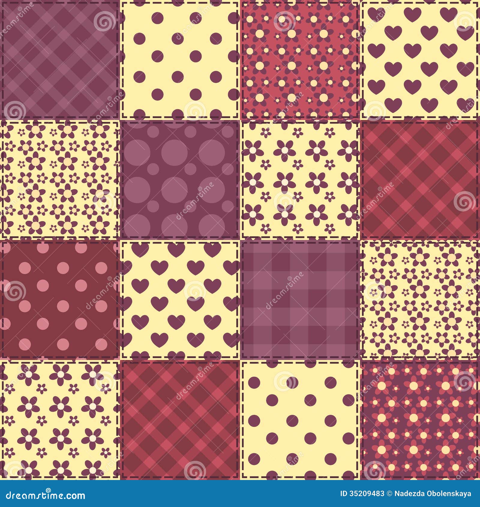 Seamless Patchwork Claret Color Pattern 2 Stock Vector - Illustration ...