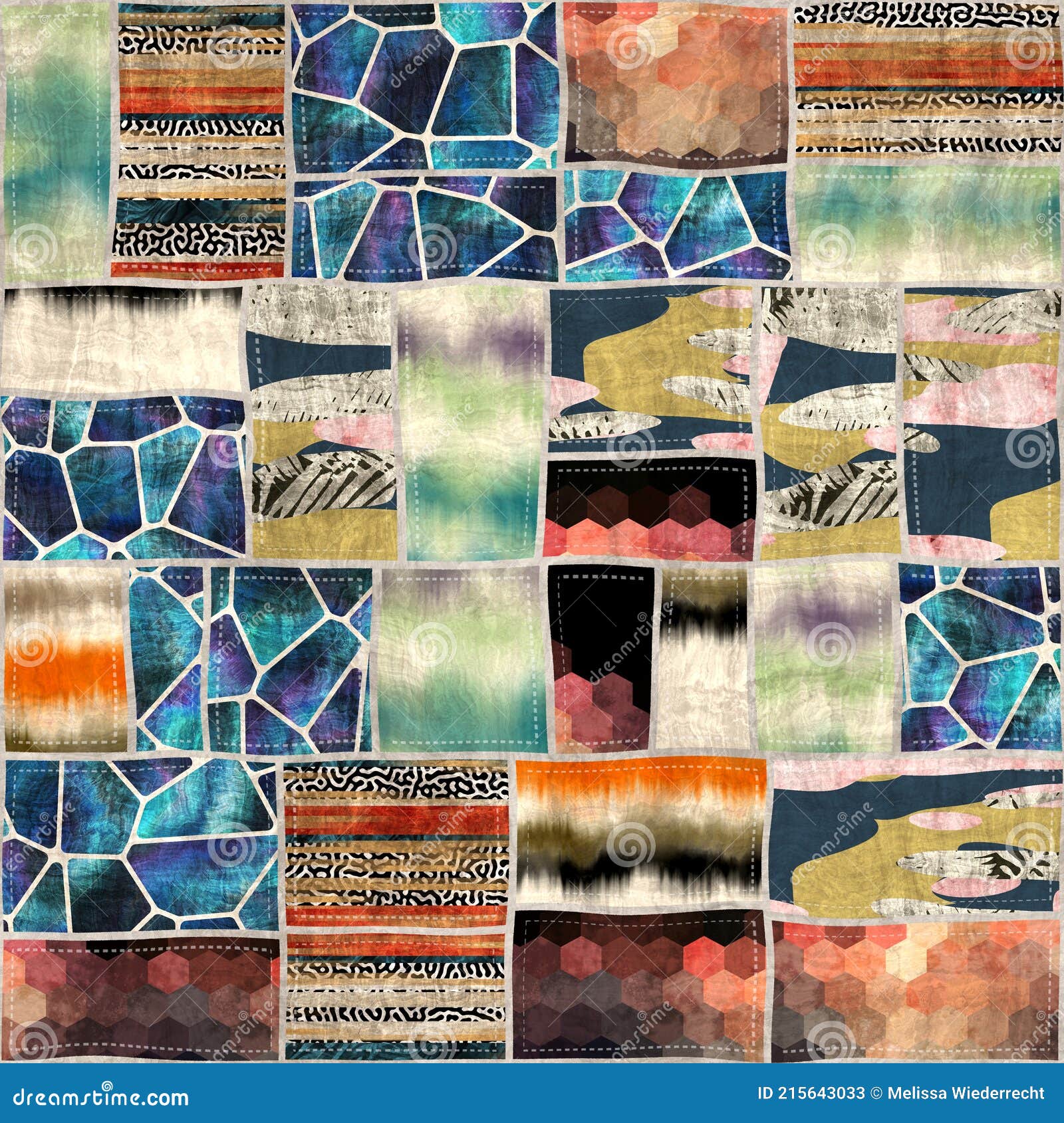 Seamless Patchwork Collage Mix Quilt Pattern Print Stock Image - Image of rectangles, retro ...