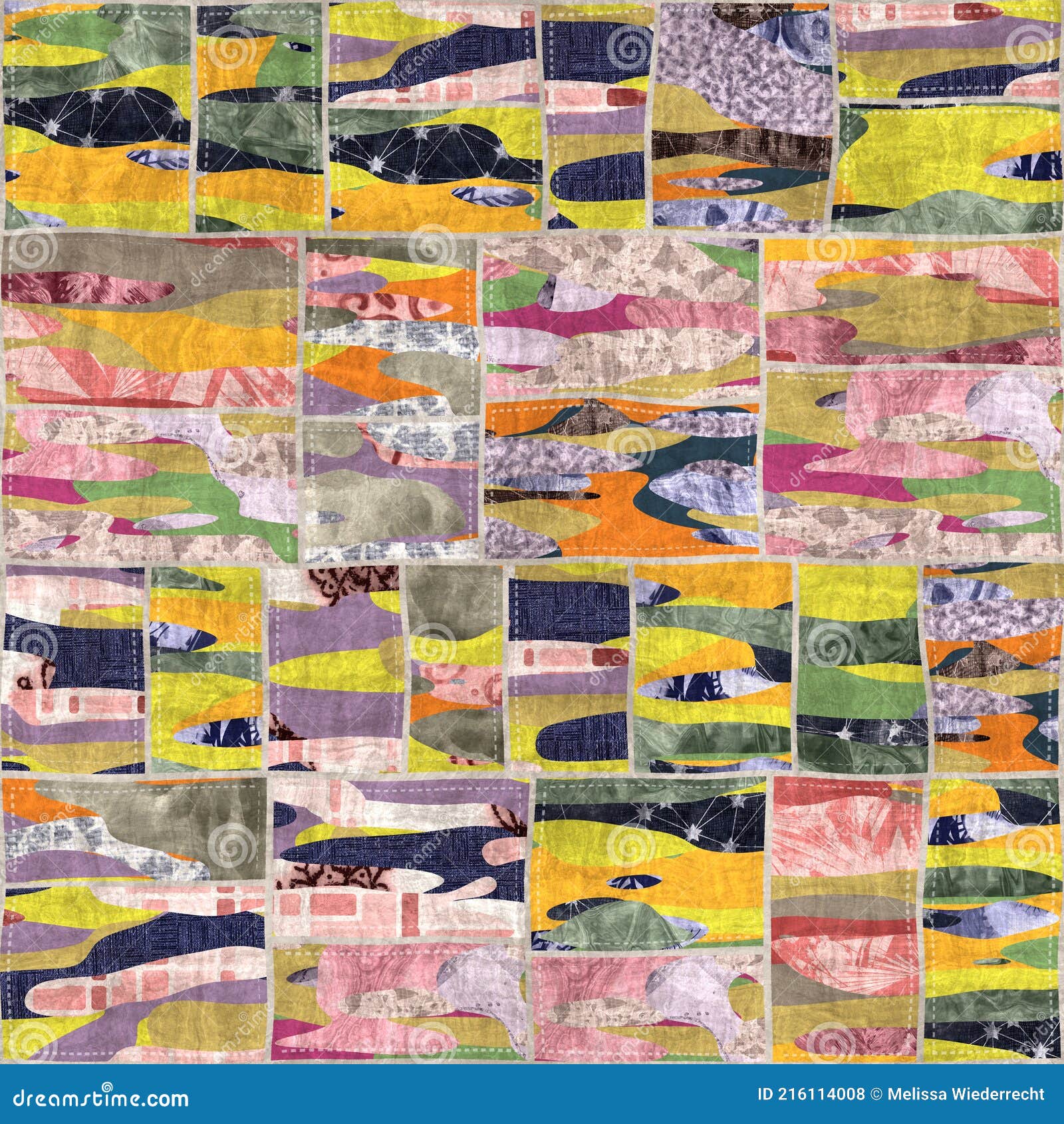Seamless Patchwork Collage Mix Quilt Pattern Print Stock Illustration - Illustration of retro ...