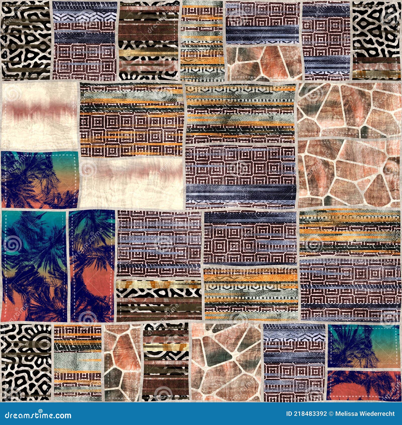 Seamless Patchwork Collage Mix Quilt Pattern Print Stock Photo - Image ...