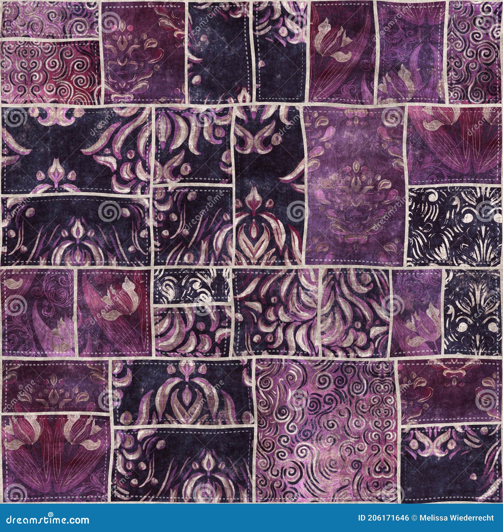 Seamless Patchwork Collage Mix Quilt Pattern Print Stock Illustration ...