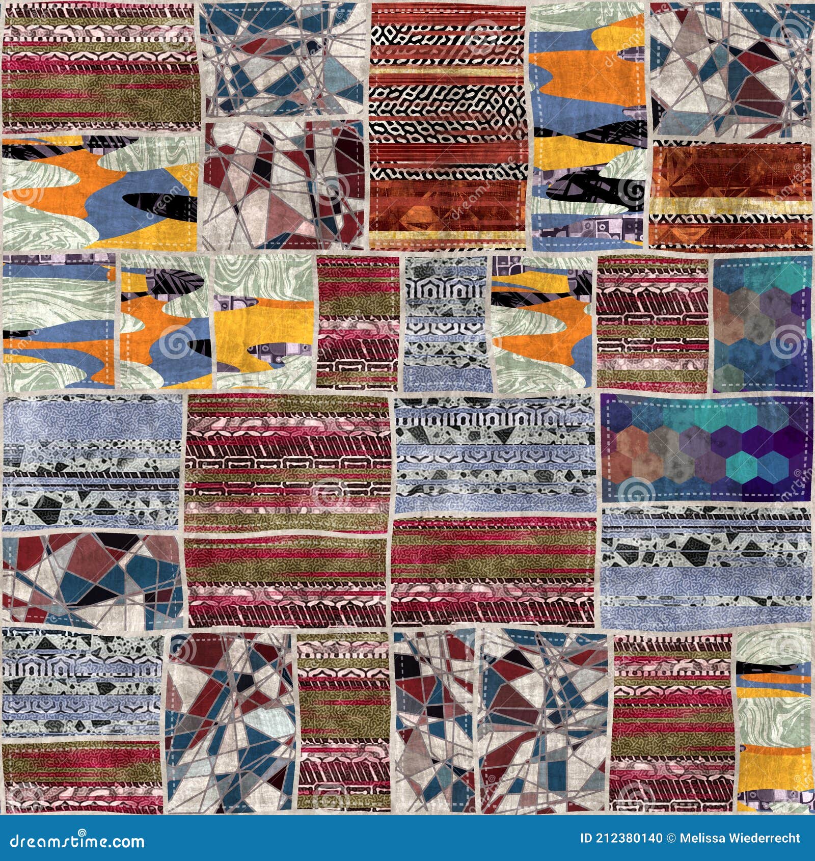 Seamless Patchwork Collage Mix Quilt Pattern Print Stock Photo - Image of check, stitched: 212380140