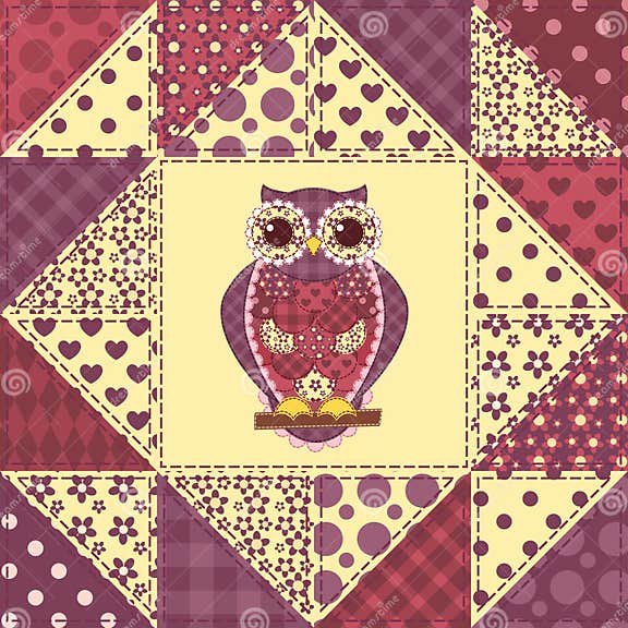 Seamless Patchwork Owl Pattern 2 Stock Vector - Illustration of ...
