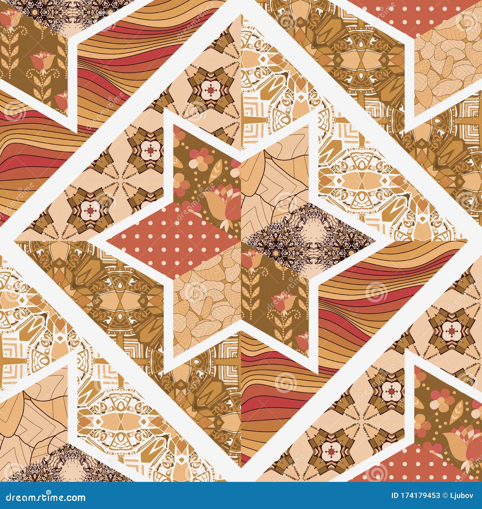 Seamless Patchwork Pattern. Beautiful Quilt Design Stock Illustration - Illustration of abstract ...