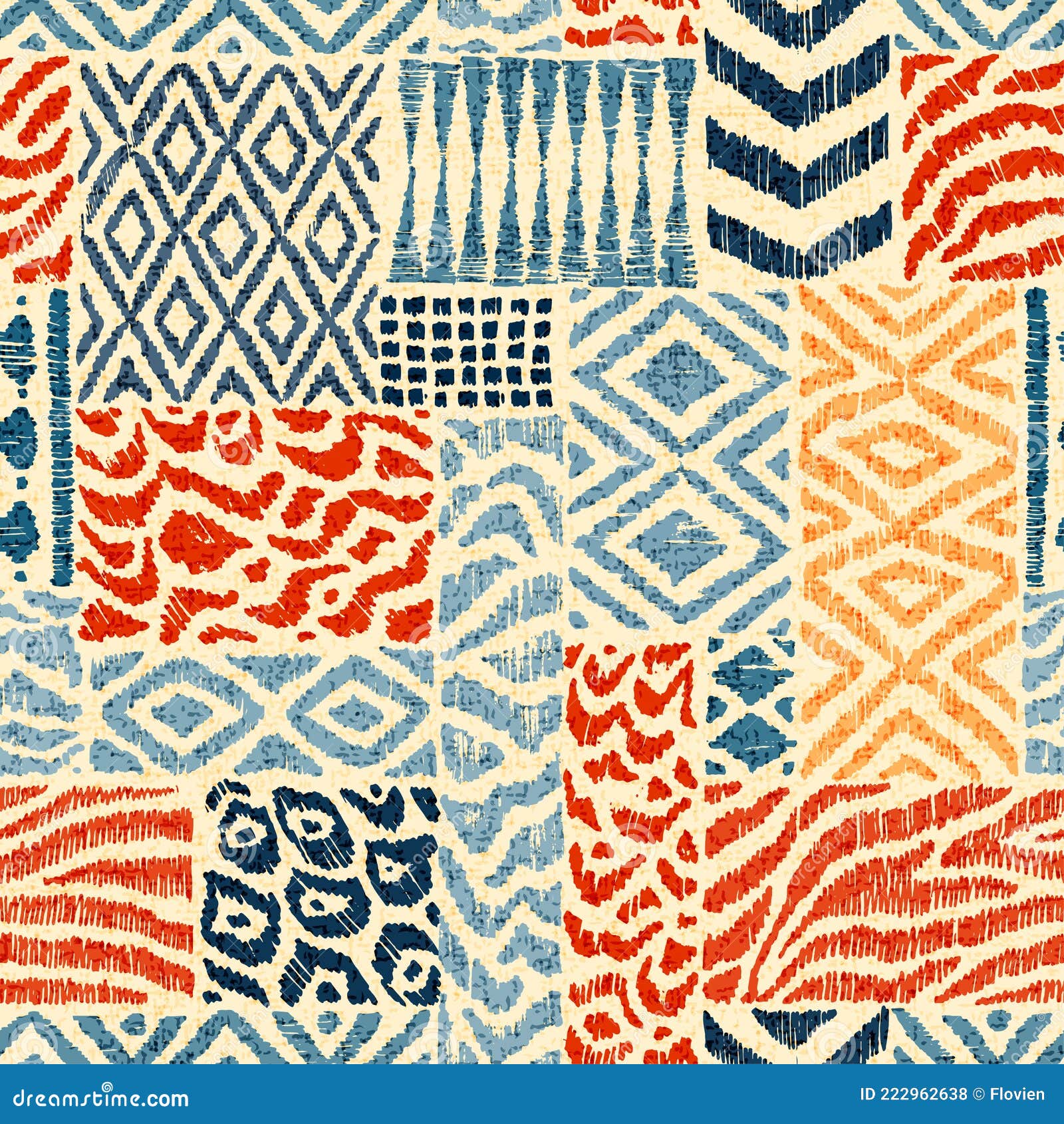 Seamless Patchwork Pattern. a Collection of Hand-drawn Textures. Animal ...