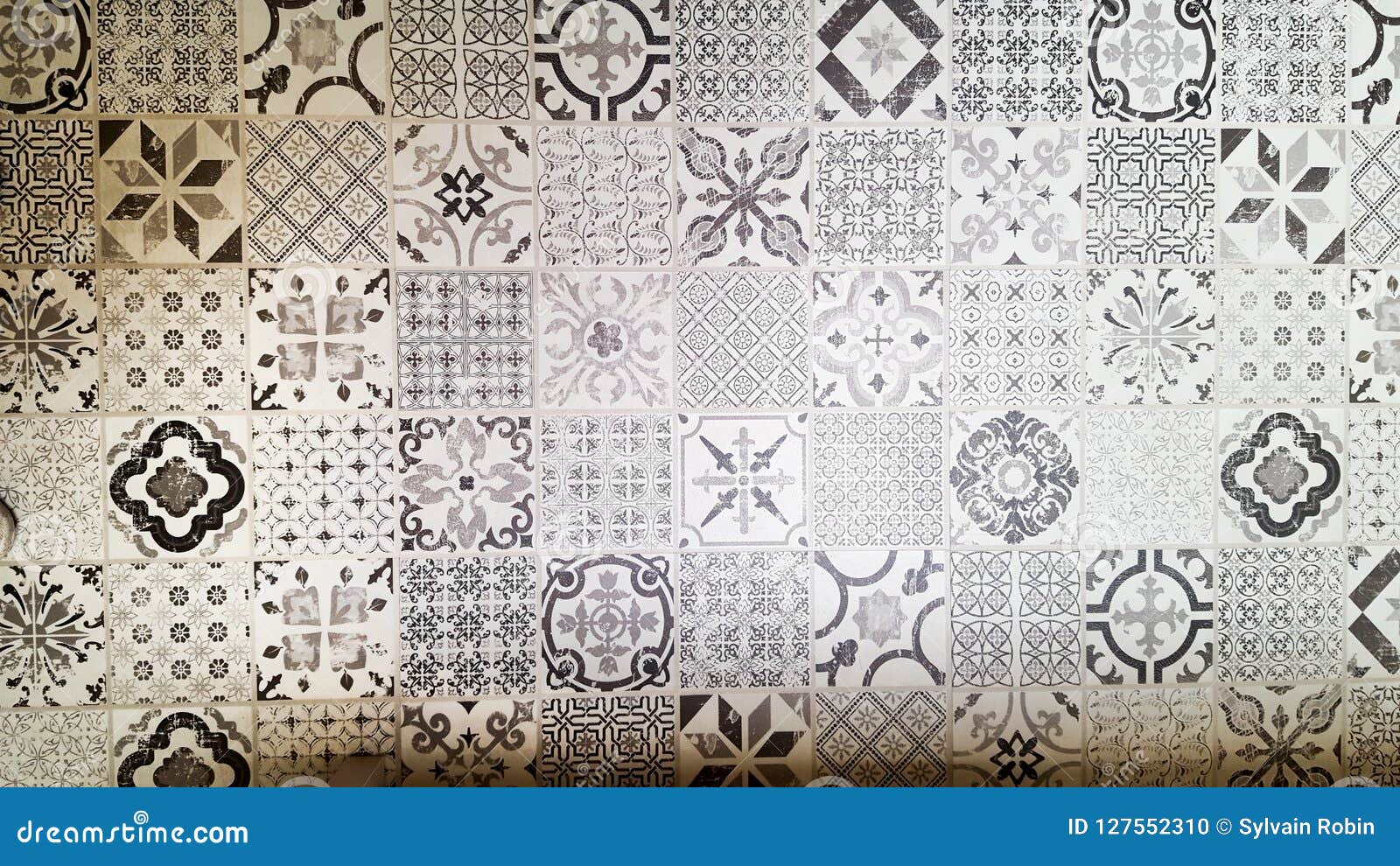 Seamless Patchwork Pattern from Dark Grey and White Moroccan Stock ...