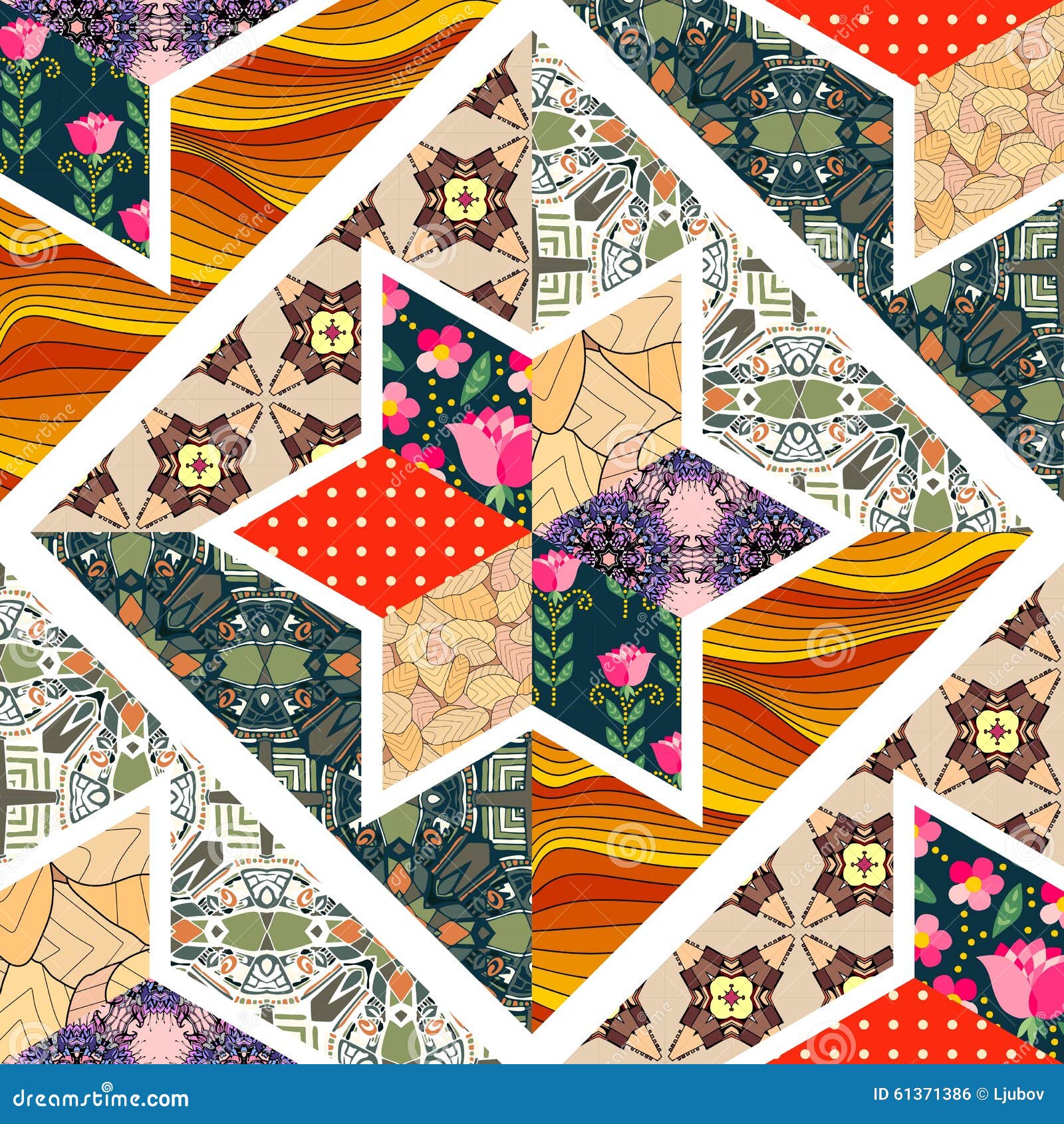 Seamless Patchwork Pattern. Stock Vector - Illustration of fabric ...