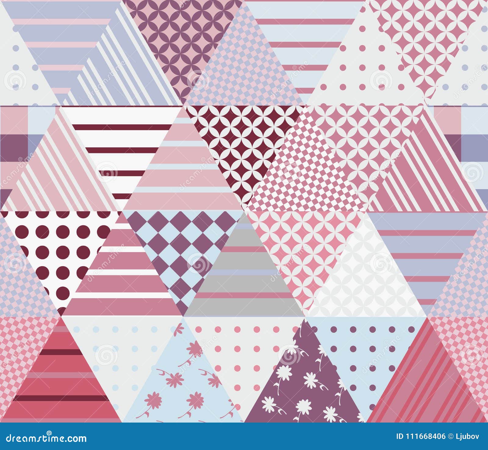 Seamless Patchwork Pattern from Different Triangle Patches. Stock ...