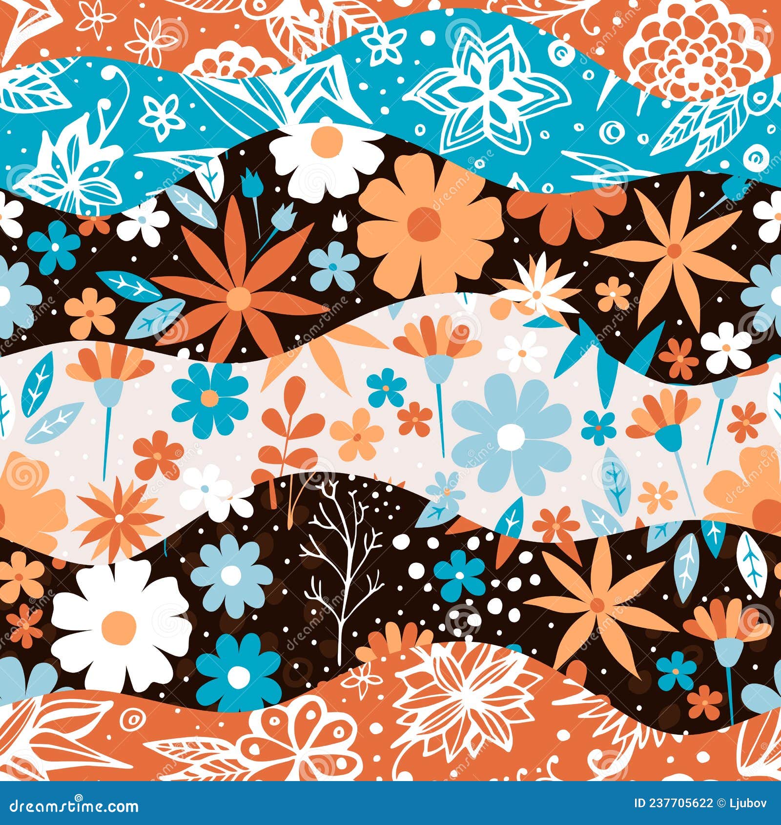Seamless Patchwork Pattern with Floral Ornaments. Collage Stock Vector ...