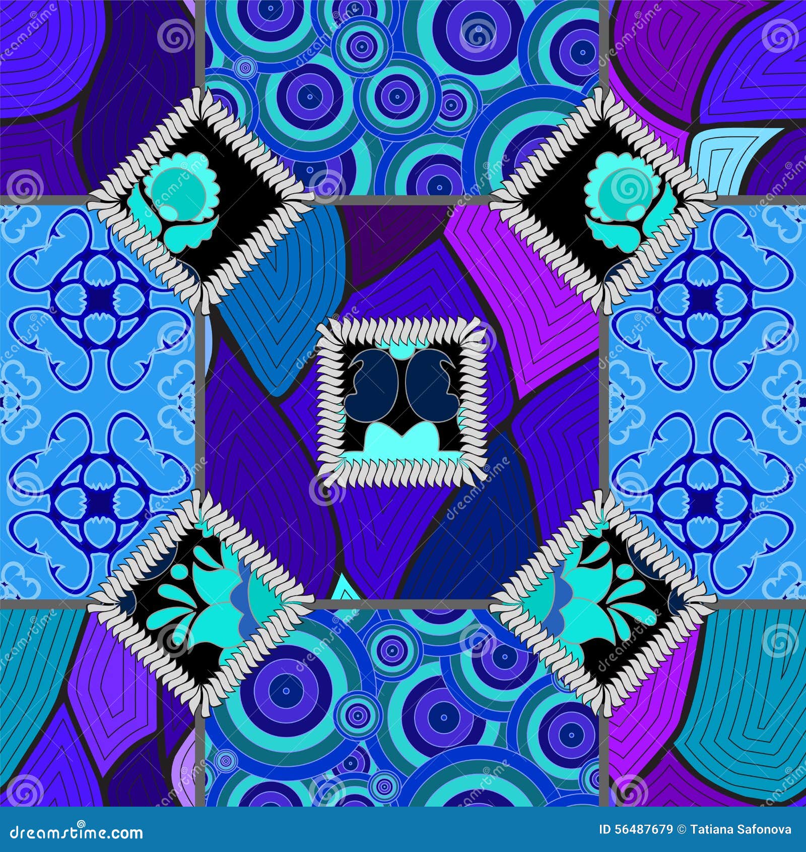 Seamless Patchwork Pattern with Flowers Stock Vector - Illustration of ...