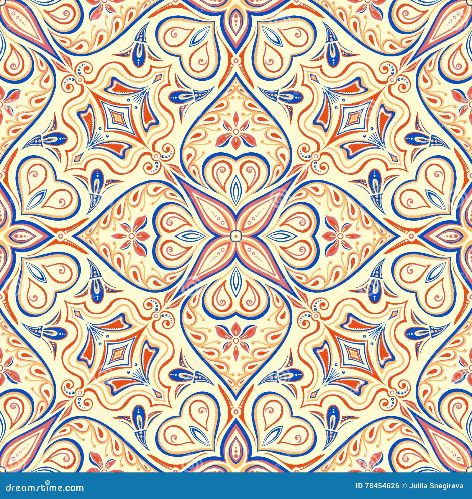 Seamless Patchwork Pattern from Moroccan Tiles and Abstract Flowers ...