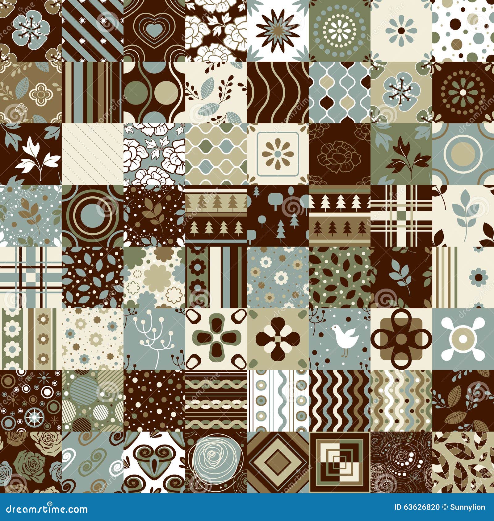 Seamless Patchwork Pattern Ornaments. Can Be Used for Wallpaper ...