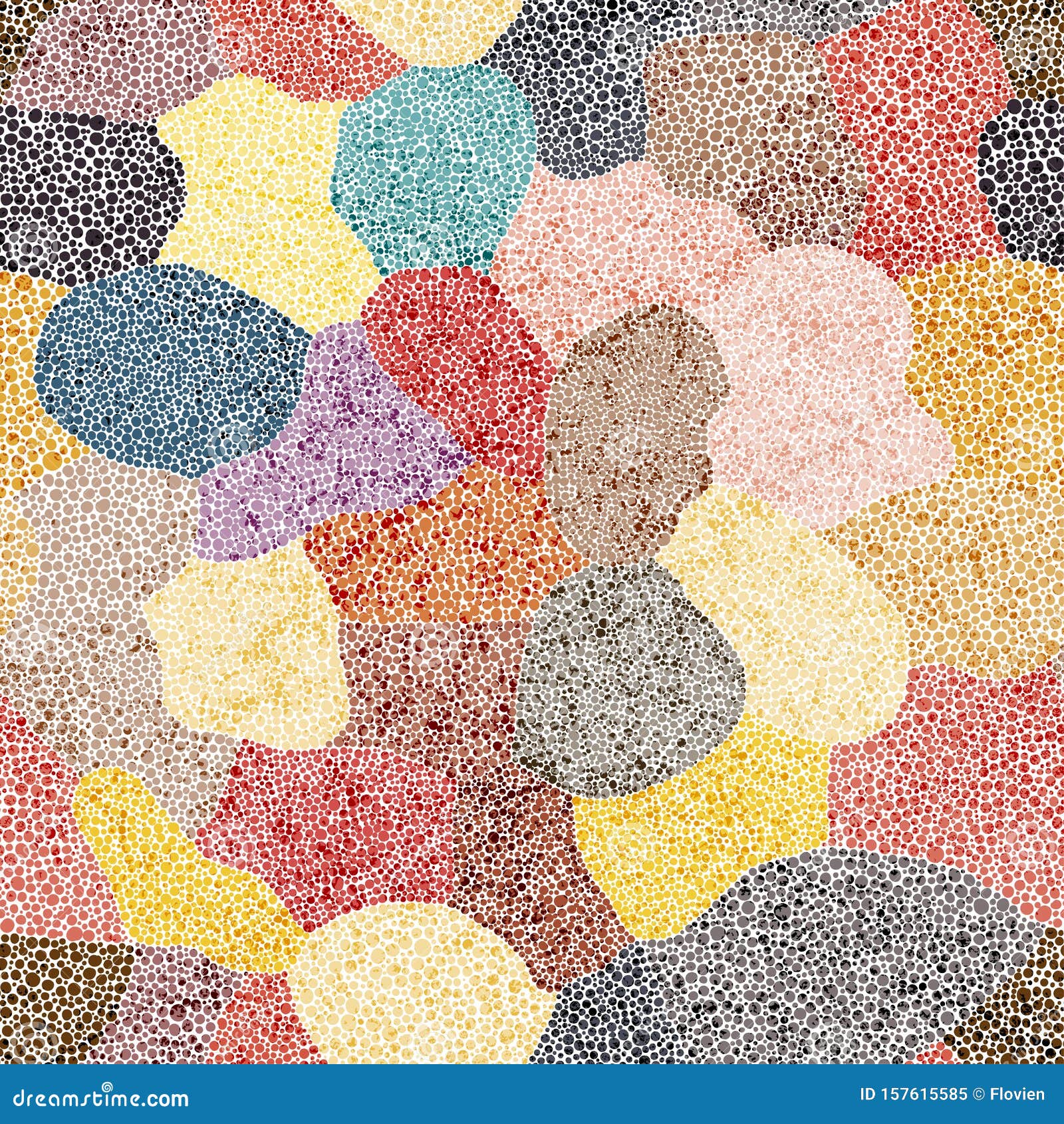 Seamless Patchwork Pattern in Pointillism Style. Handwork. Grunge ...