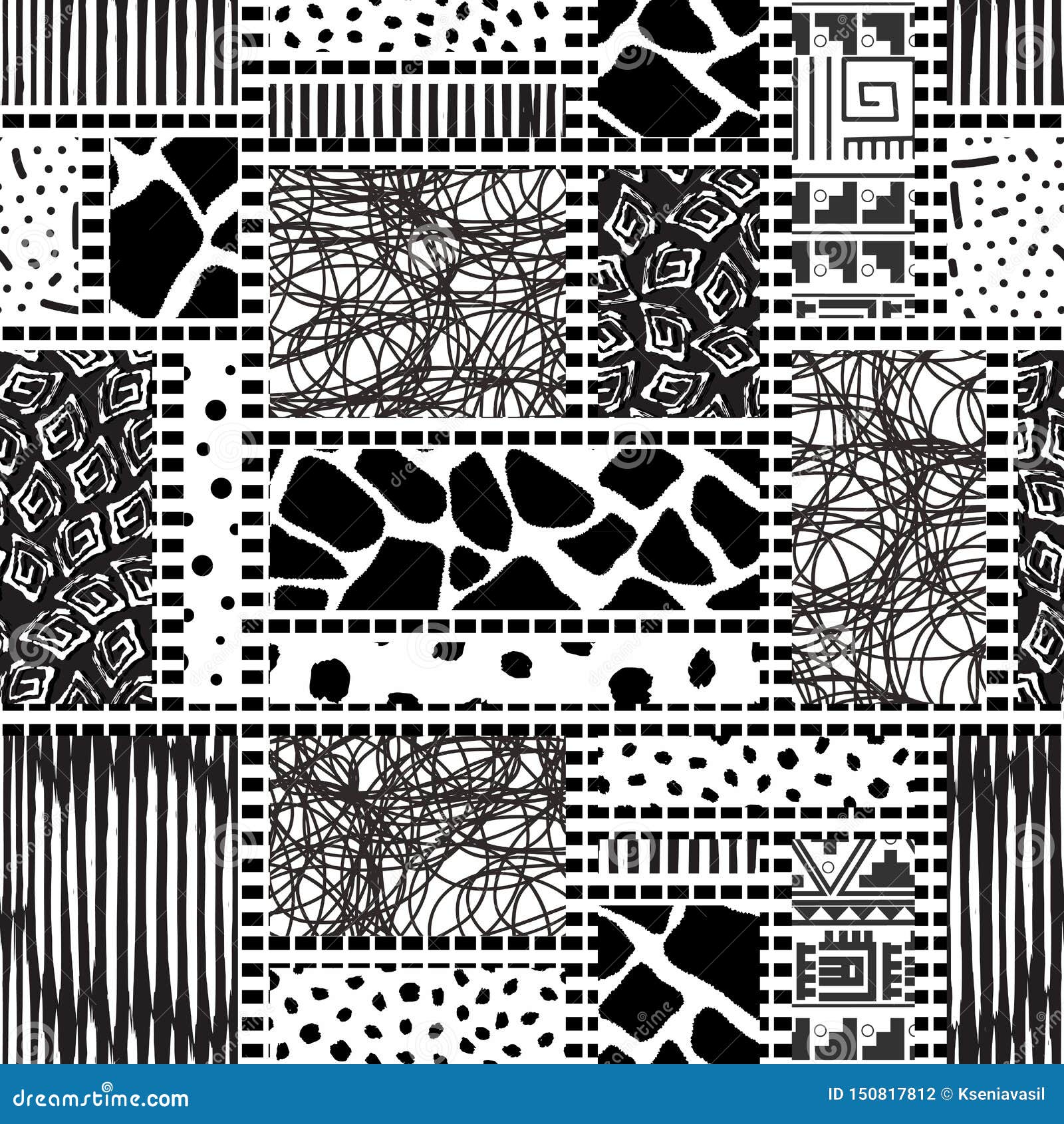 Seamless Patchwork Pattern Rectangles and Squares Stock Illustration ...