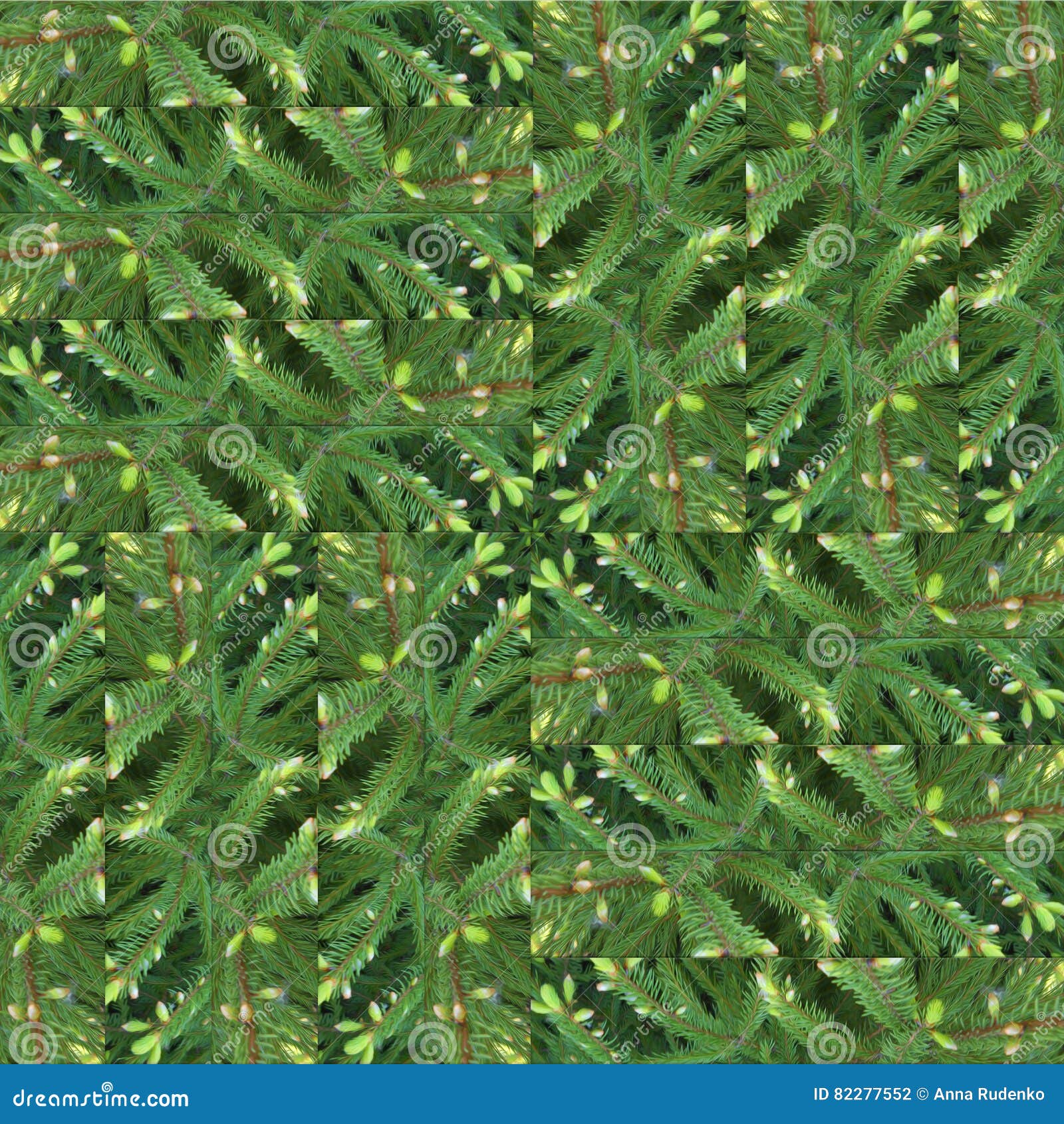 Seamless Patchwork Pattern of Spruce Green Branches Stock Photo - Image ...