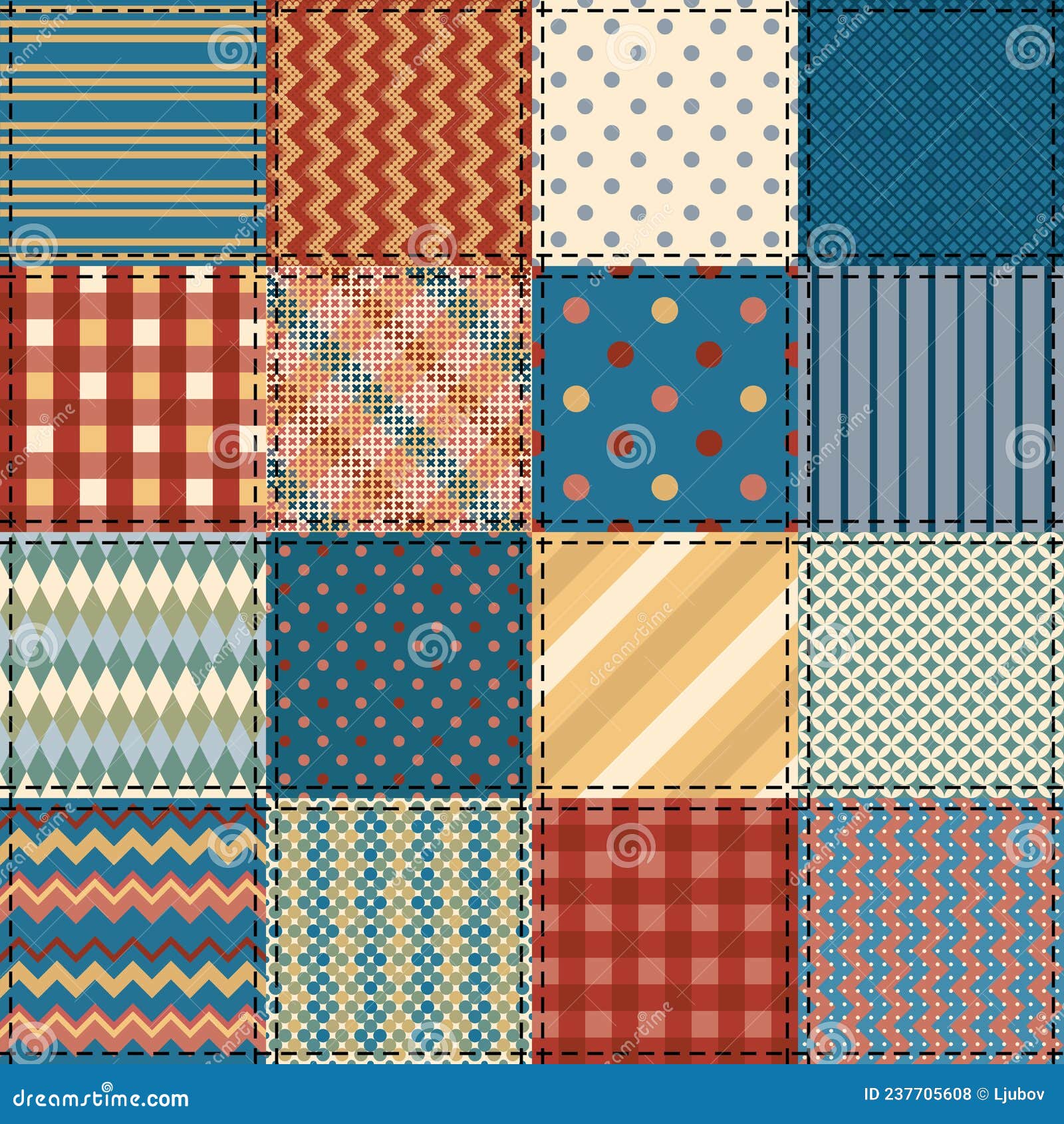 Seamless Patchwork Pattern from Square Patches. Quilt Design Stock ...