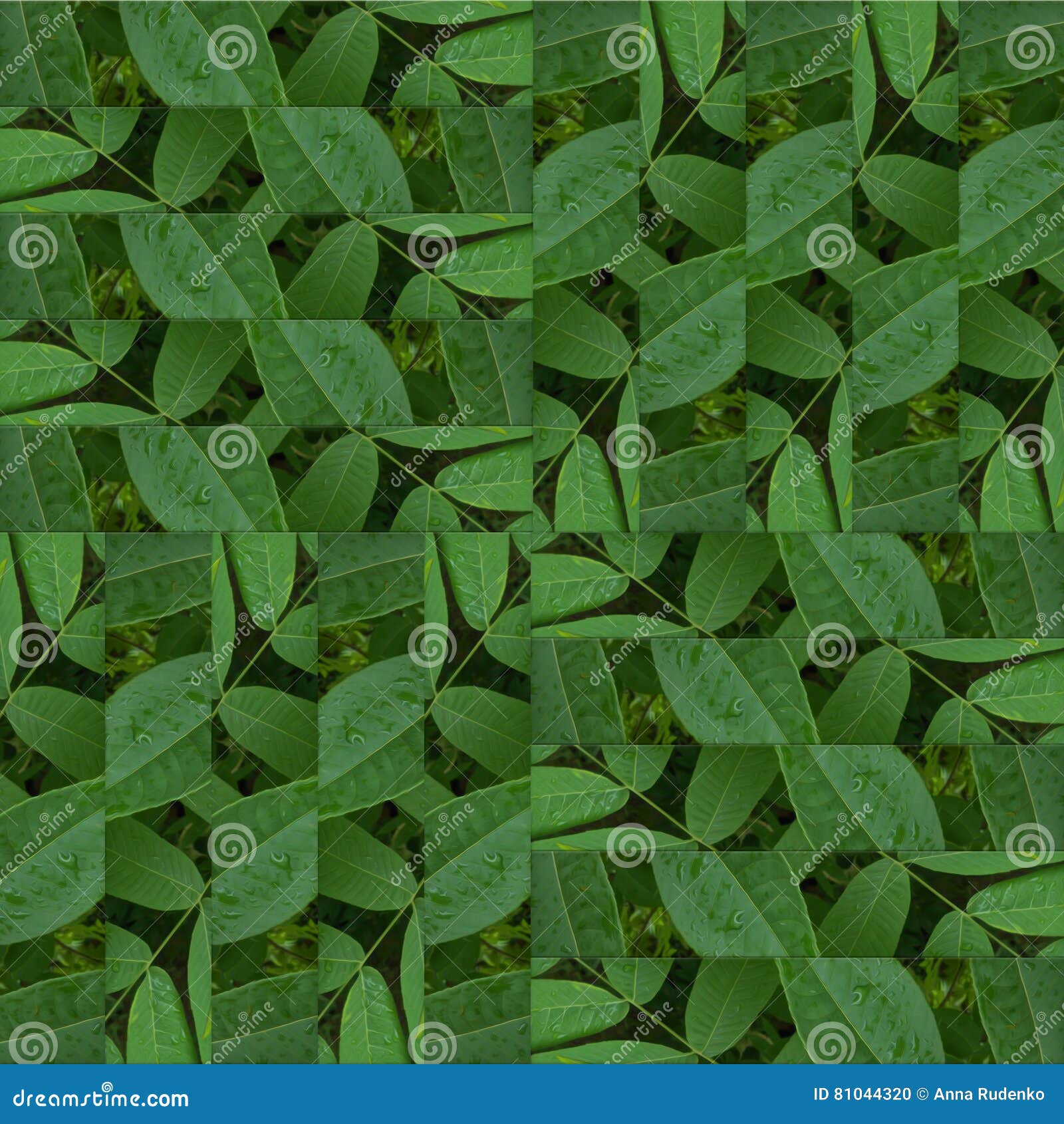 Seamless Patchwork Pattern Texture of Green Leaves Stock Photo - Image ...
