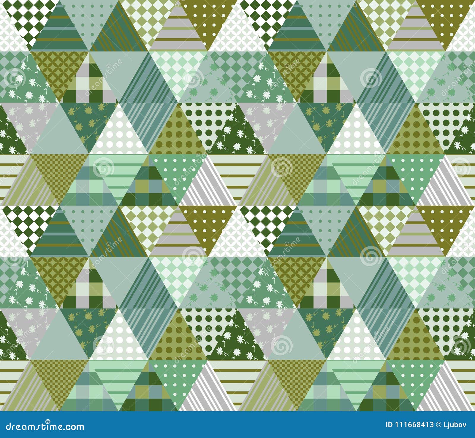 Seamless Patchwork Pattern from Triangle Patches. Green Quilt Stock ...