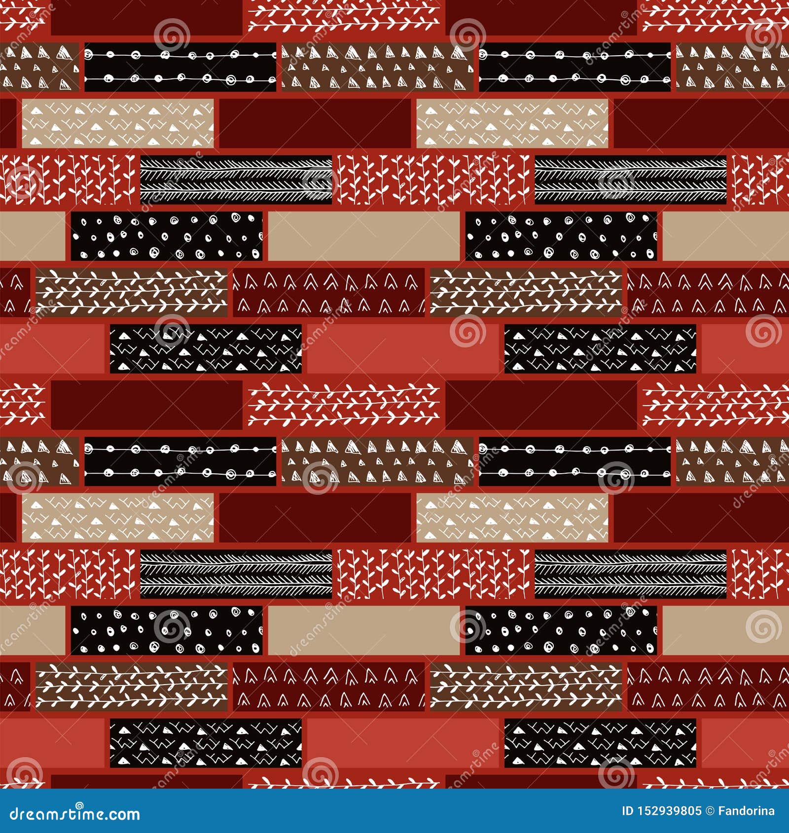 Seamless Patchwork Pattern, Vector Geometrical Background with Floral Elements Stock Vector ...