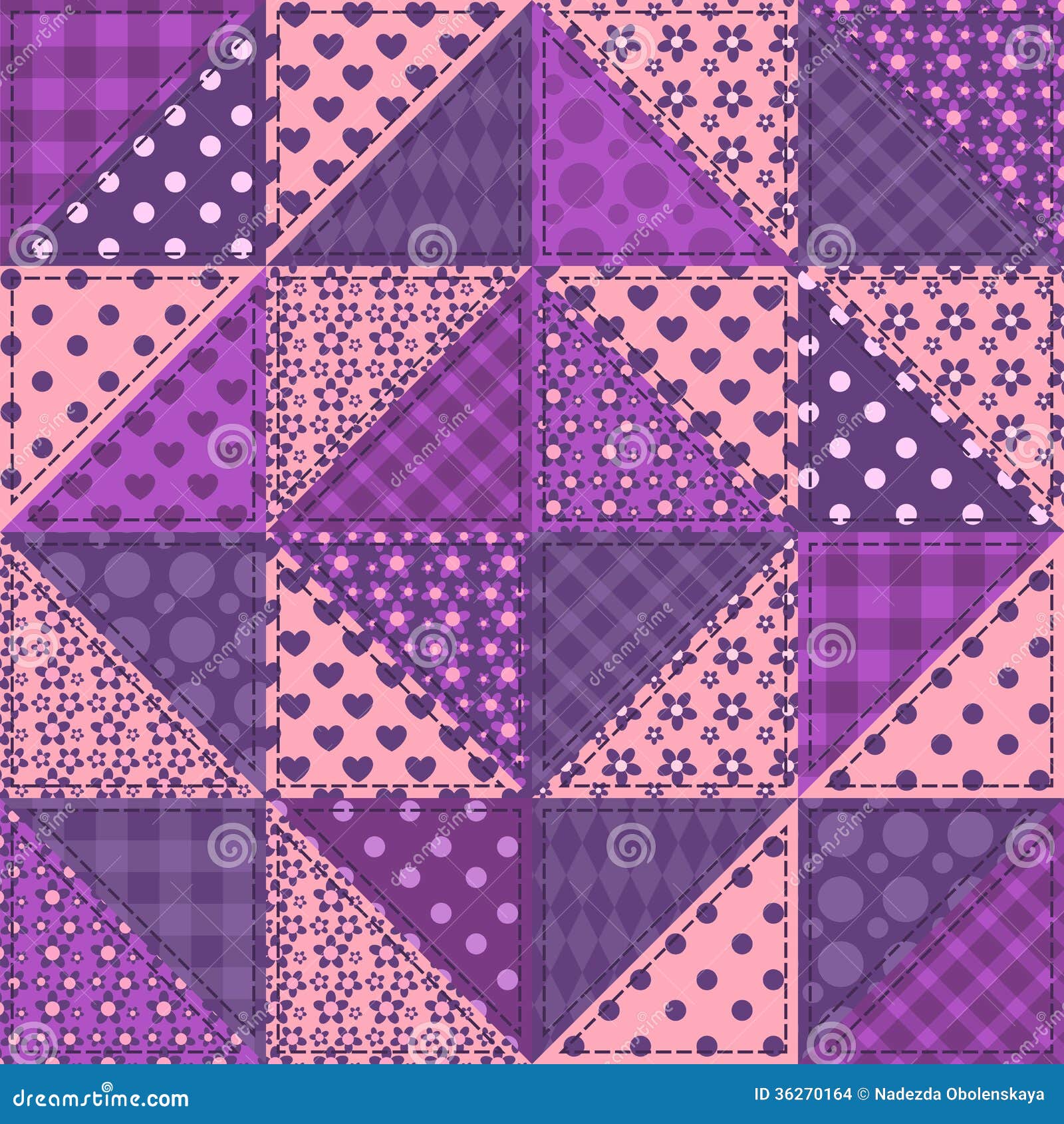 Seamless Patchwork Violet Color Pattern Stock Vector - Illustration of ...