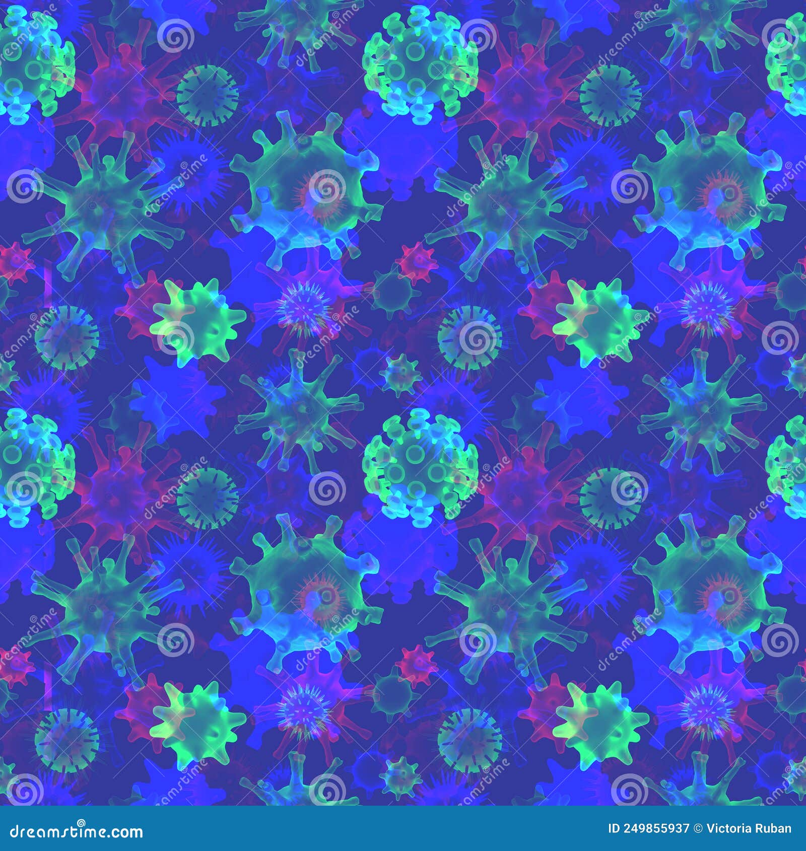 Seamless Patern of Different Kinds of Pathogen Viruses, Coronavirus ...