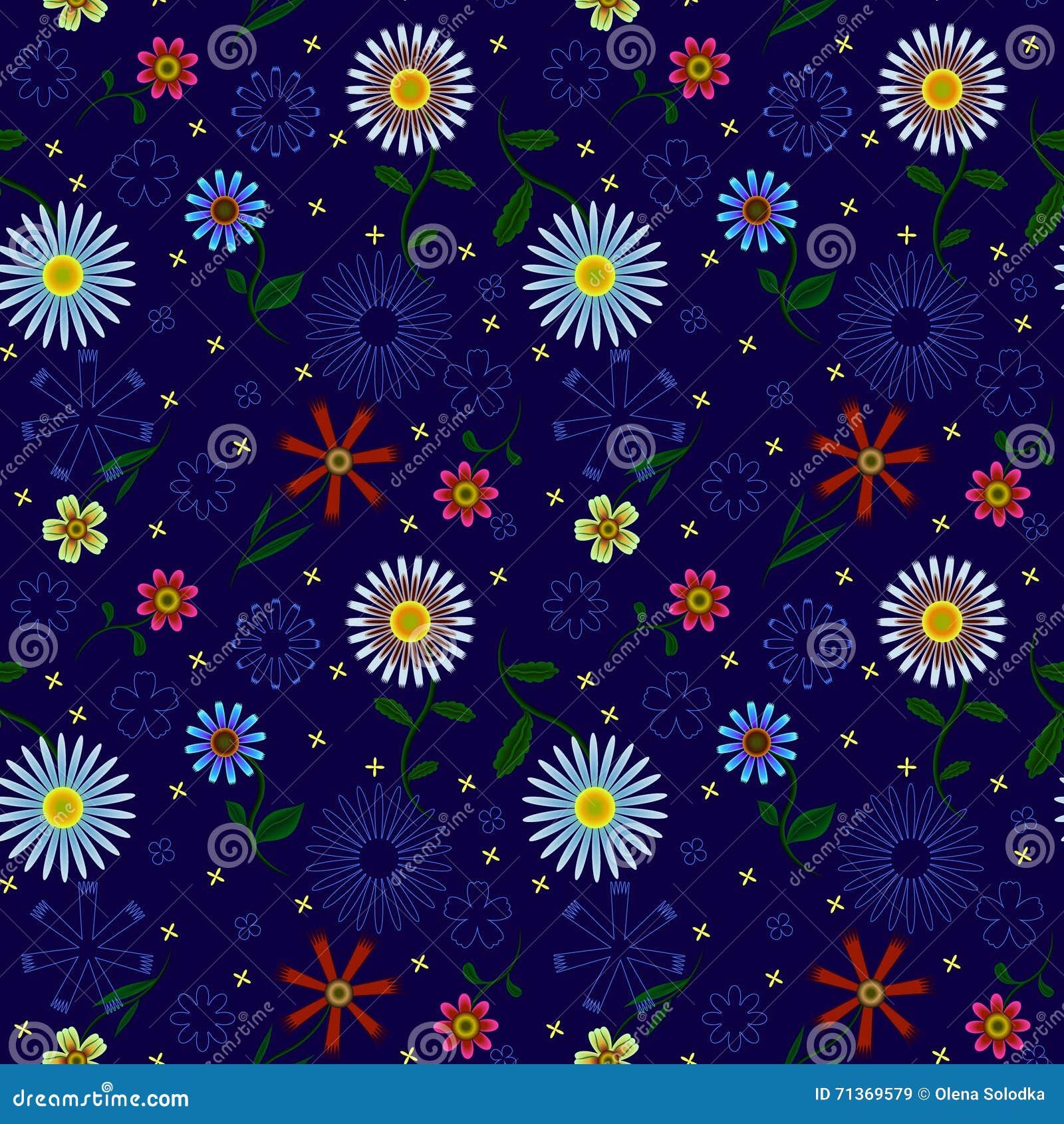 Seamless Patern with Flowers Stock Vector - Illustration of beautiful ...