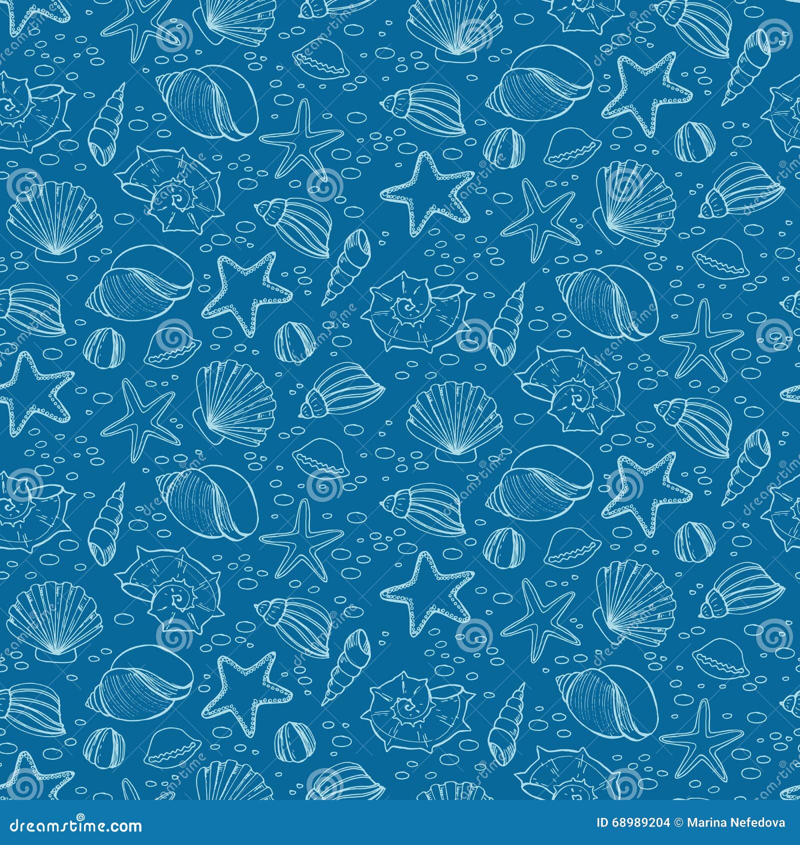Seamless Patten with Shells in Sketch Style Stock Illustration ...