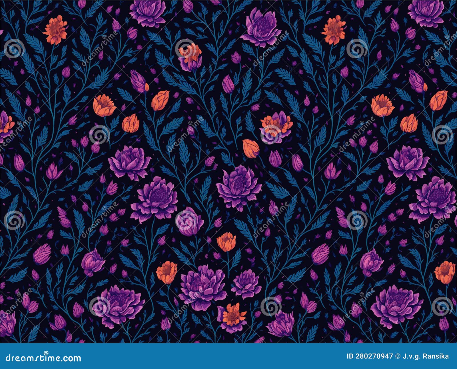 Seamless Patter of Complex Beautiful Flower Patterns Stock Vector ...