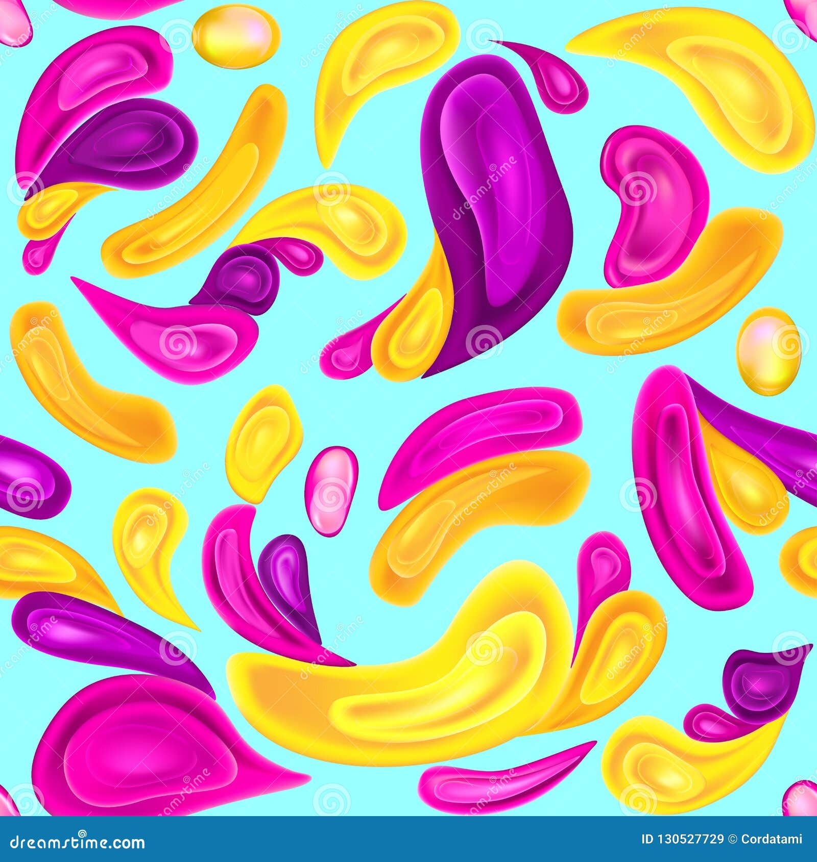 Seamless Pattern of Abstarct Shapes on Light Blue Background Stock ...