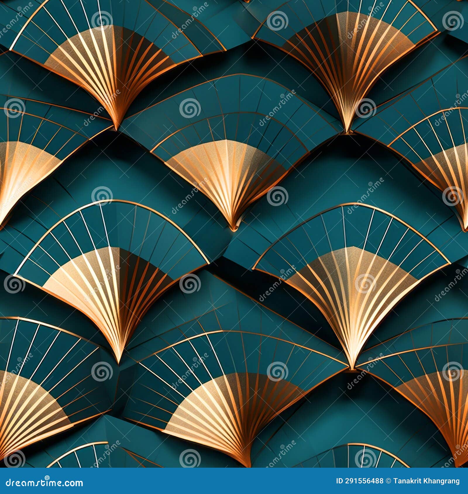 Seamless Pattern Abstract Background with Golden Lines on Dark-teal ...